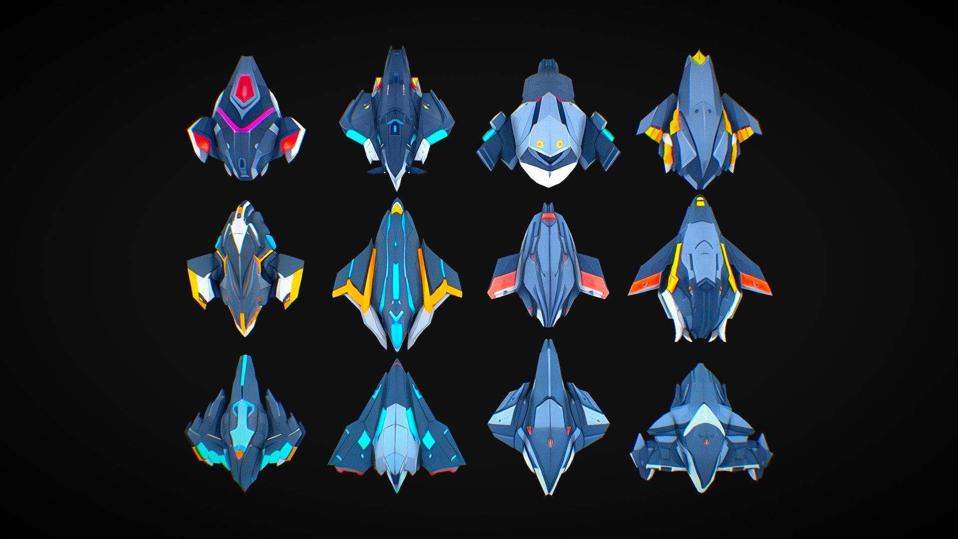 12 SpaceShips Set - Buy Royalty Free 3D model by jasoncroukamp [d1706fb ...