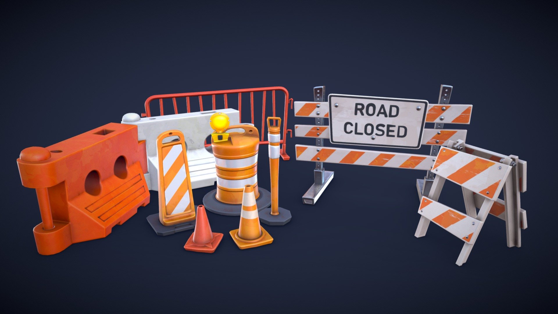 Stylized Traffic Props and Barricades - Low Poly - Buy Royalty Free 3D ...