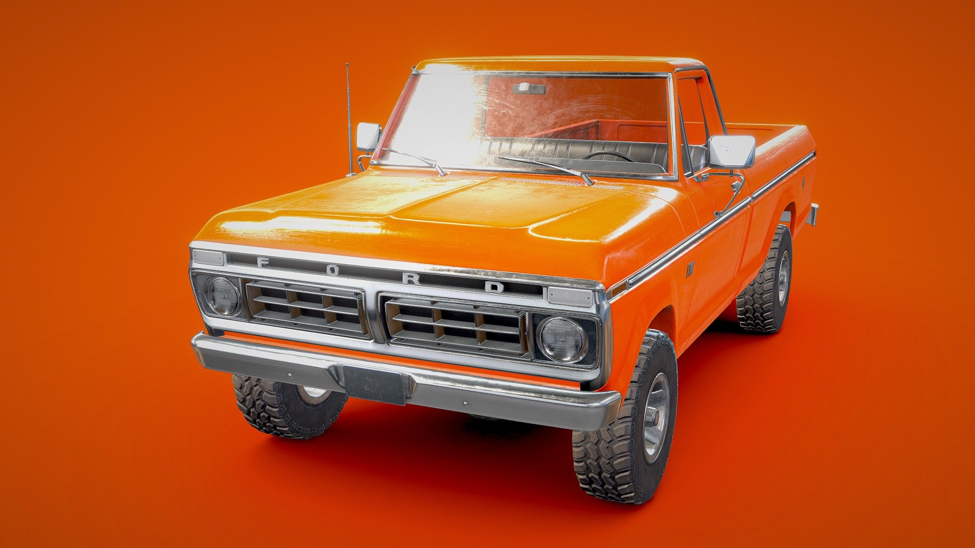 Ford F100 1976 New Orange - Buy Royalty Free 3D model by rpalomino ...