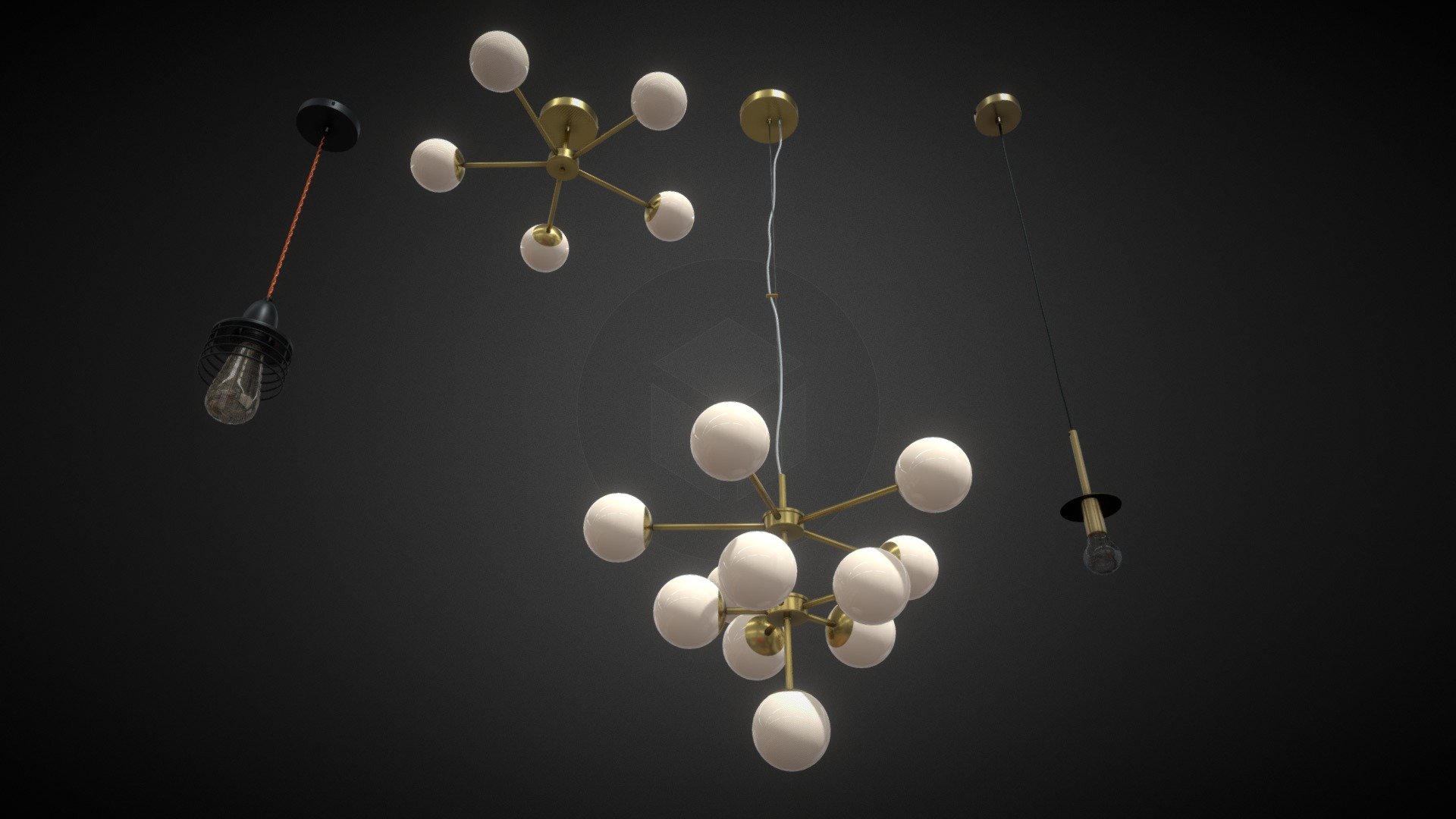 4x Low Poly Ceiling Light collection - Buy Royalty Free 3D model by ...