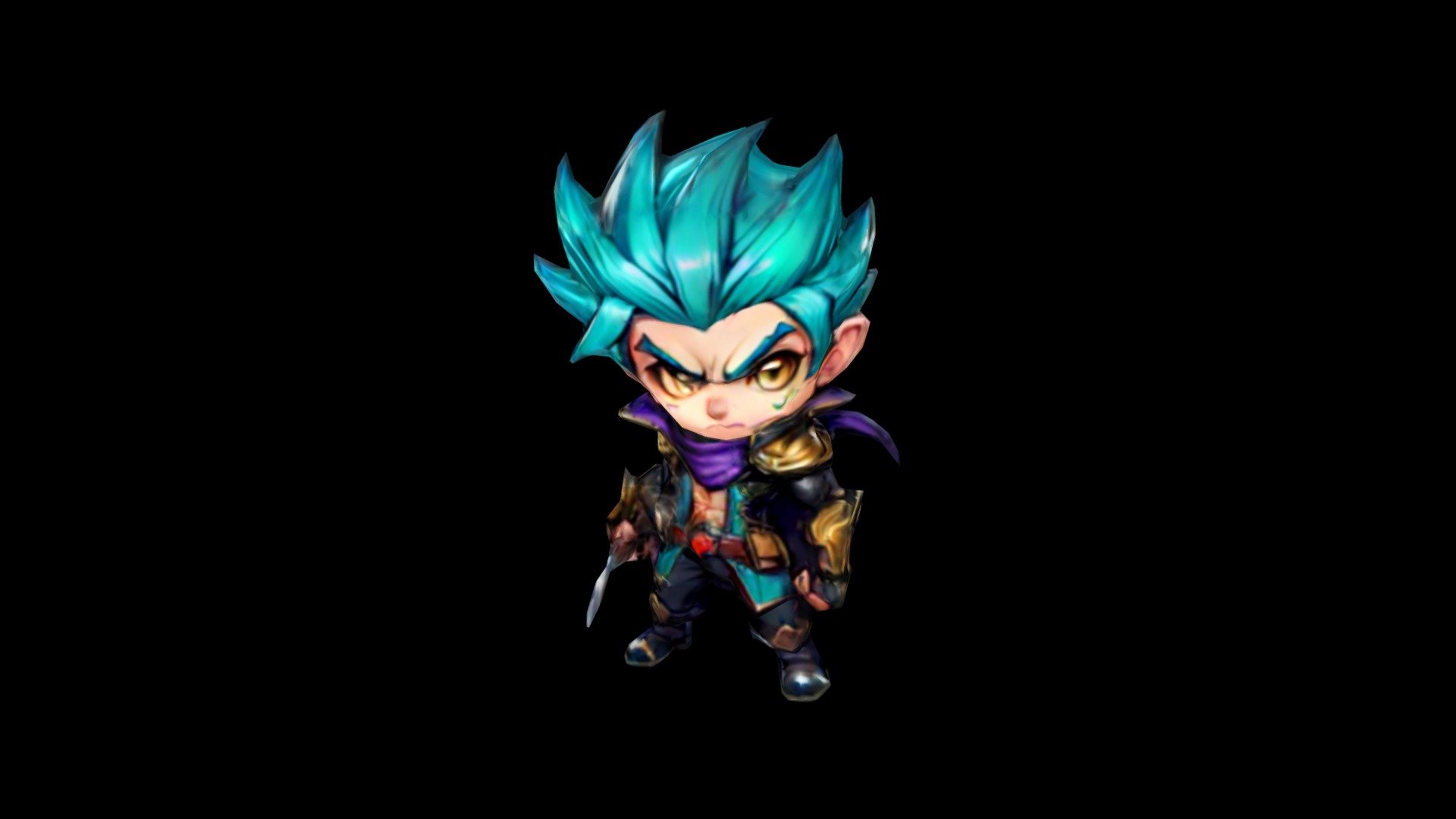 Frowny Blue Angry Furry Sprite with Turquoise Ha - Download Free 3D ...