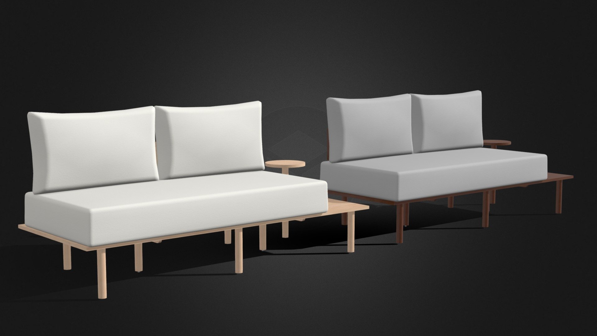 BENKU 2인소파 고무나무 - 3D model by kovishop [d1b55a8] - Sketchfab