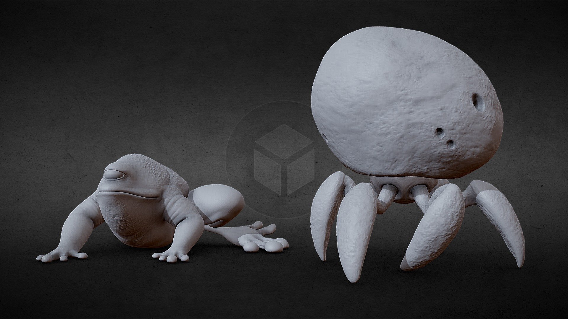 3D PRINTABLE CRAB ROCK ROUND SORGAN FROG WALKING - Buy Royalty Free 3D ...