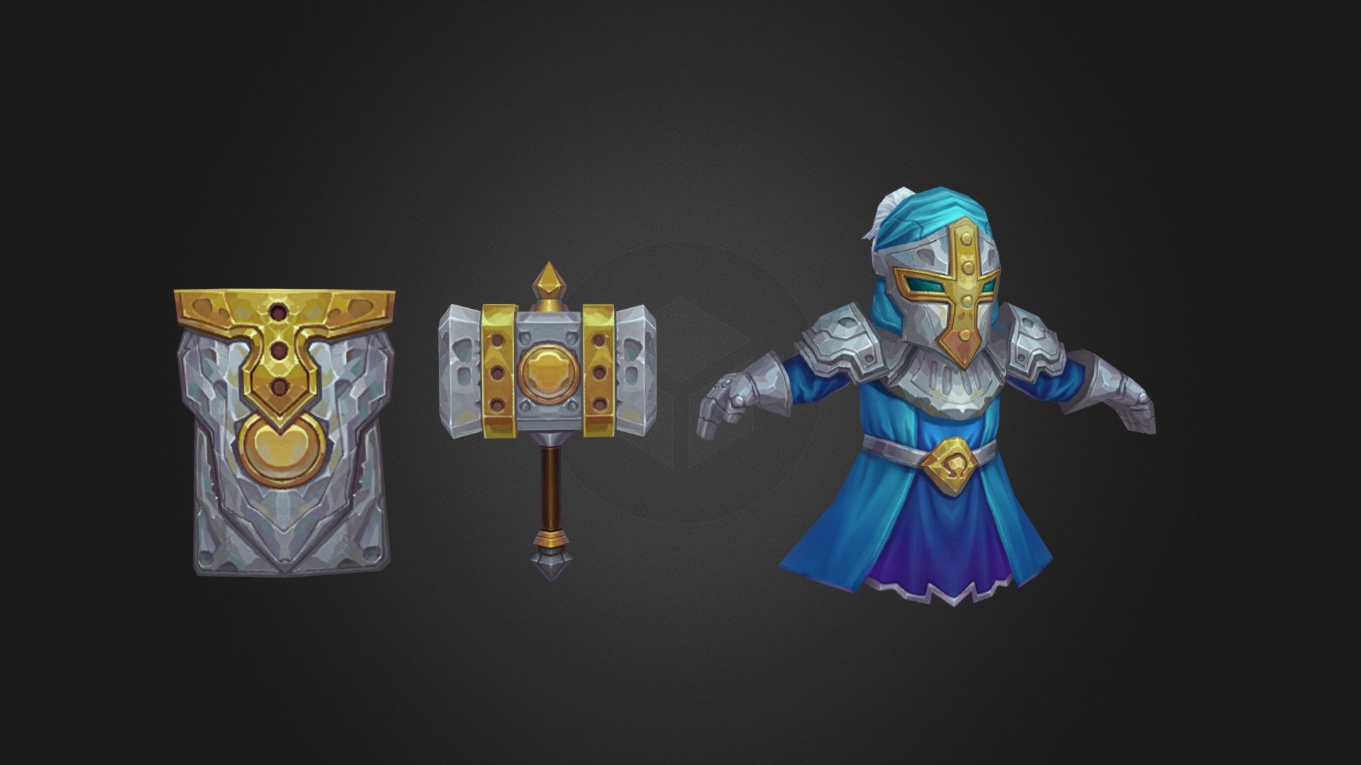 chibi character- warrior with hammer and shield - 3D model by lydiaqx ...