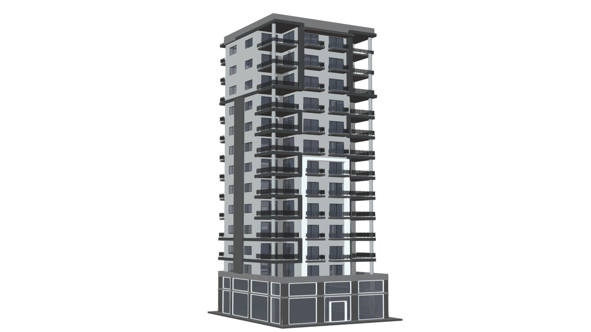 residential complex modern apartment building - Download Free 3D model ...
