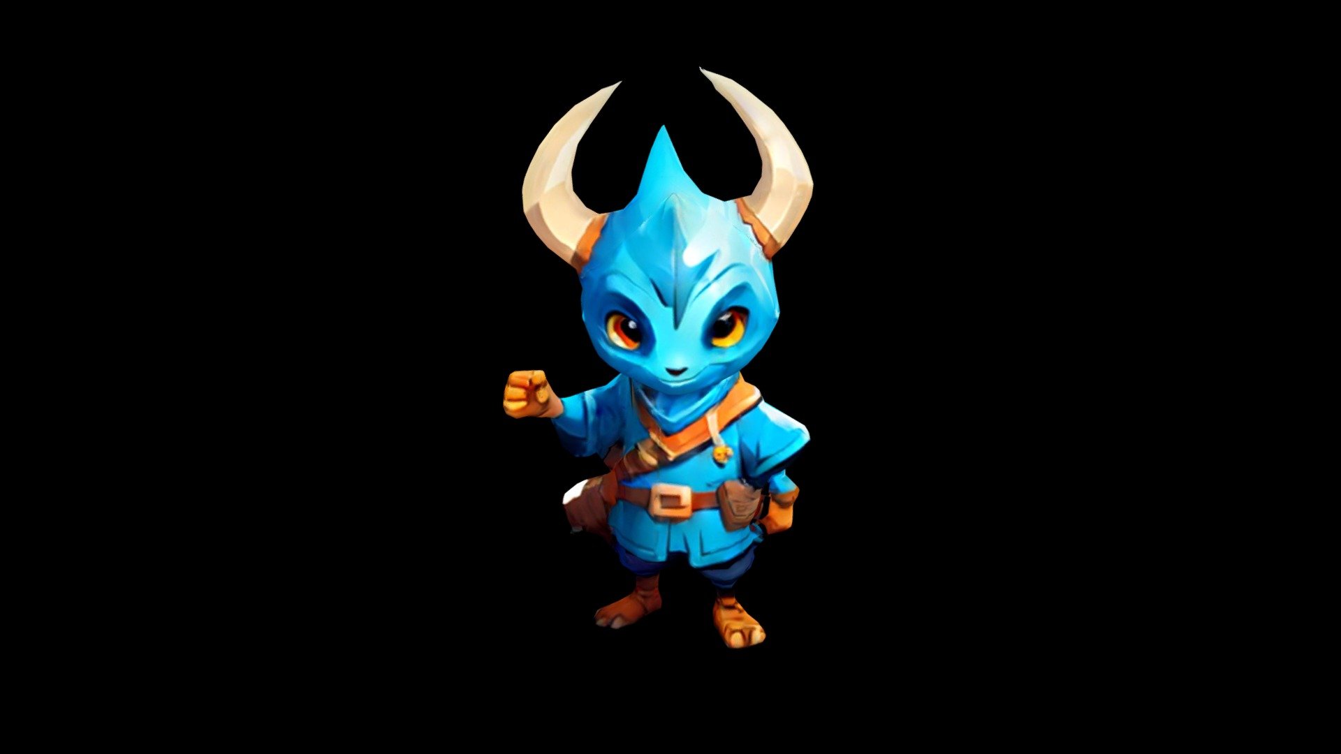 A character with blue skin, large horns, and yel - Download Free 3D ...