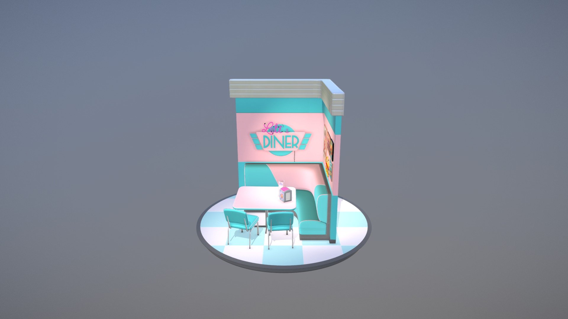 Cute American Diner - 3D model by leticiabertoli [d205b4b] - Sketchfab