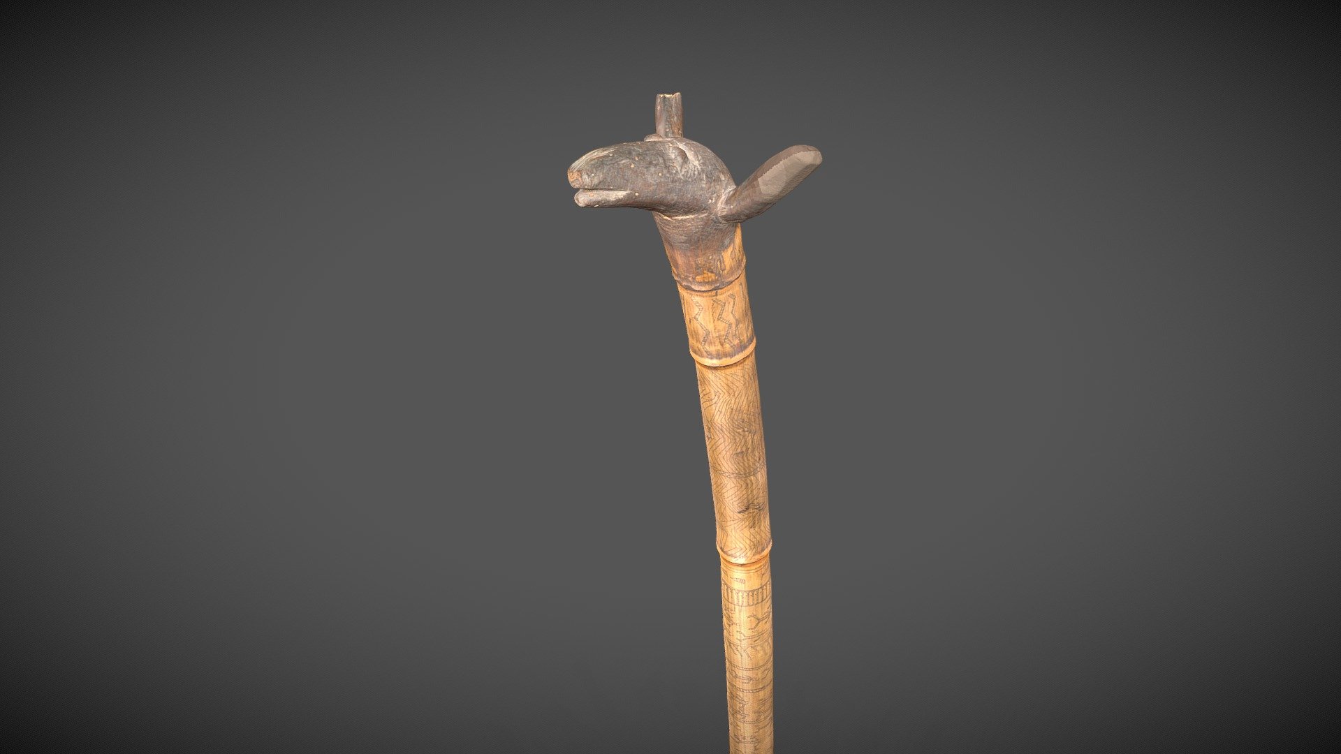 Bambou gravé kanak à tête de chien - Download Free 3D model by Alienor.org, Conseil des musées ...