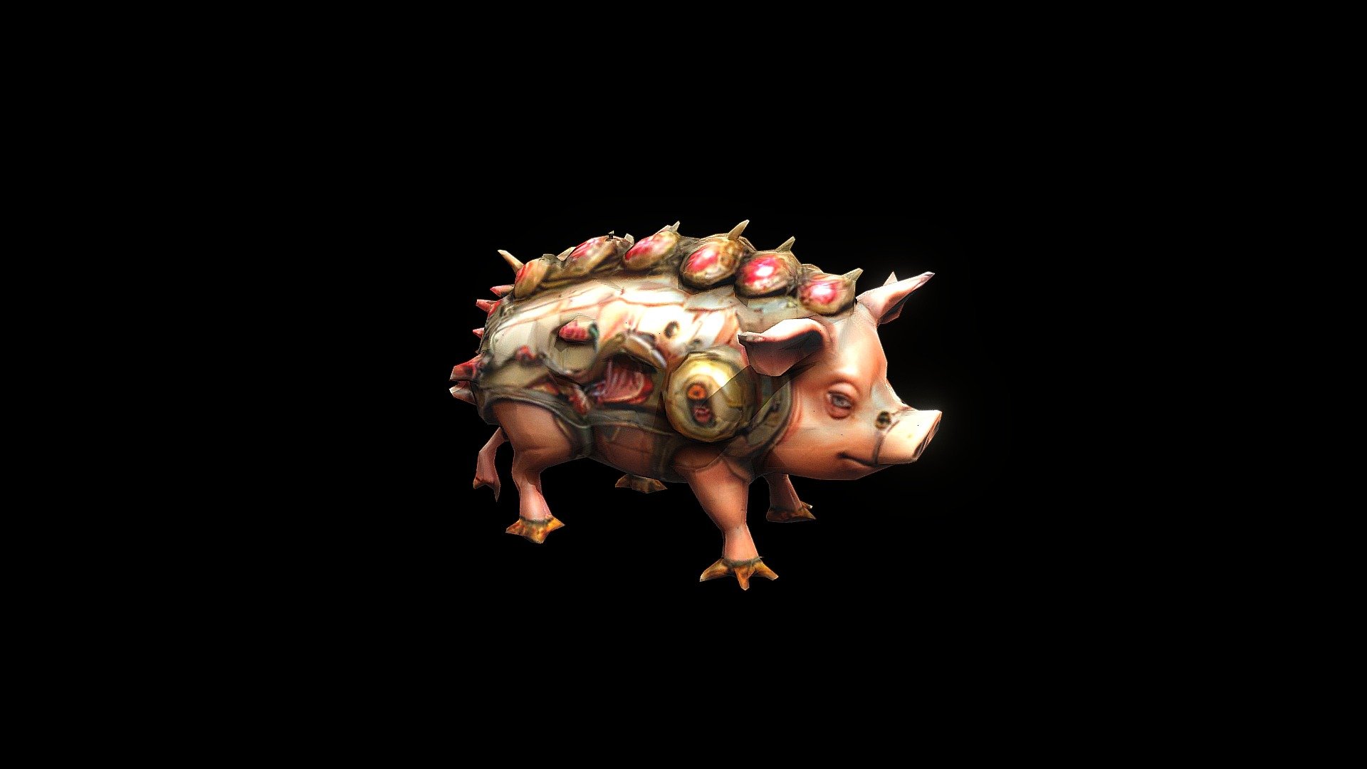 a cartoon pig with a shield on its back - Download Free 3D model by ...