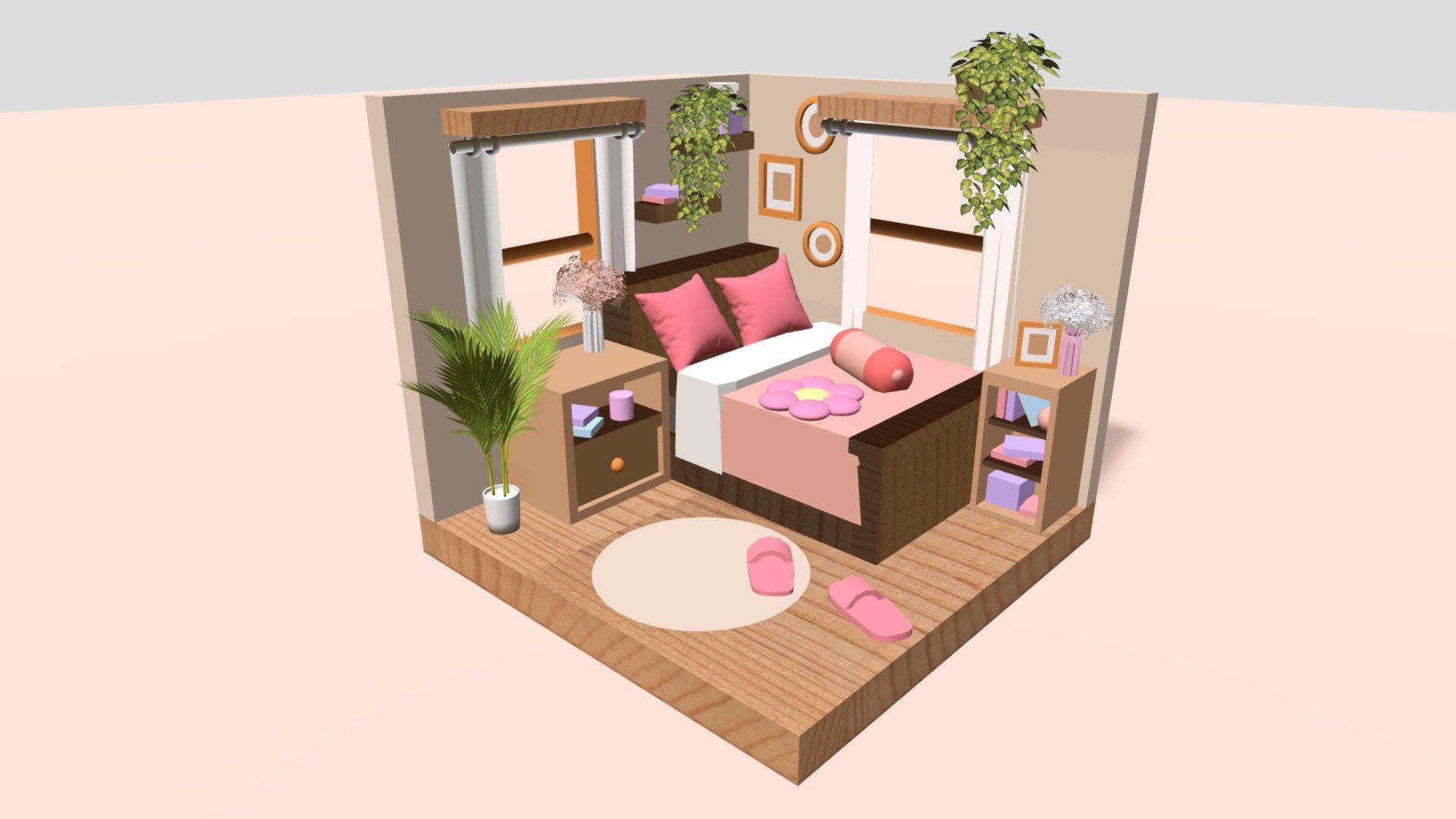 Pink bedroom - 3D model by miroslavaarin13 [d20cdf7] - Sketchfab