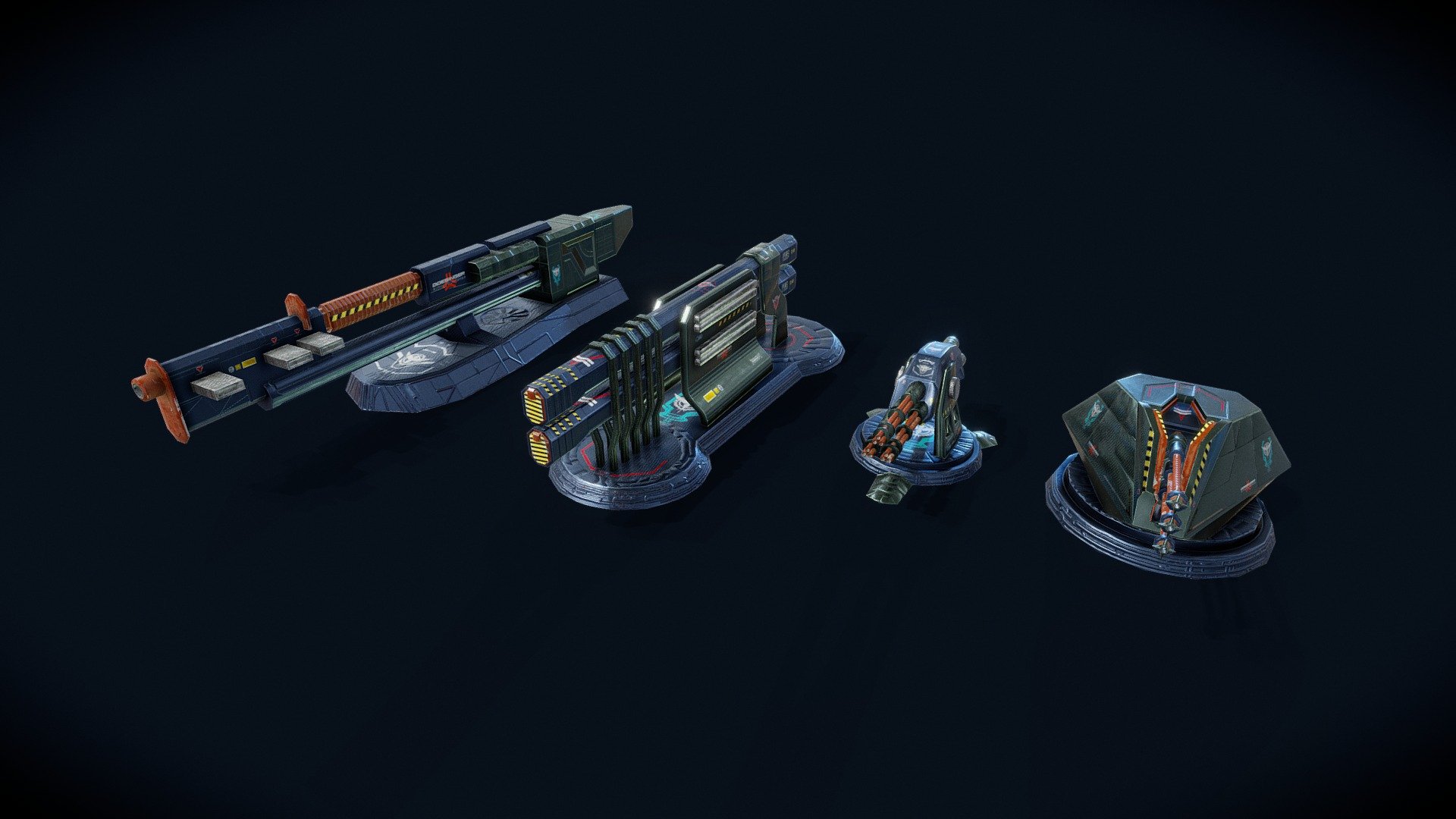 Sci-Fi Turrets & Cannons - Low-Poly, Game-Ready - Buy Royalty Free 3D ...