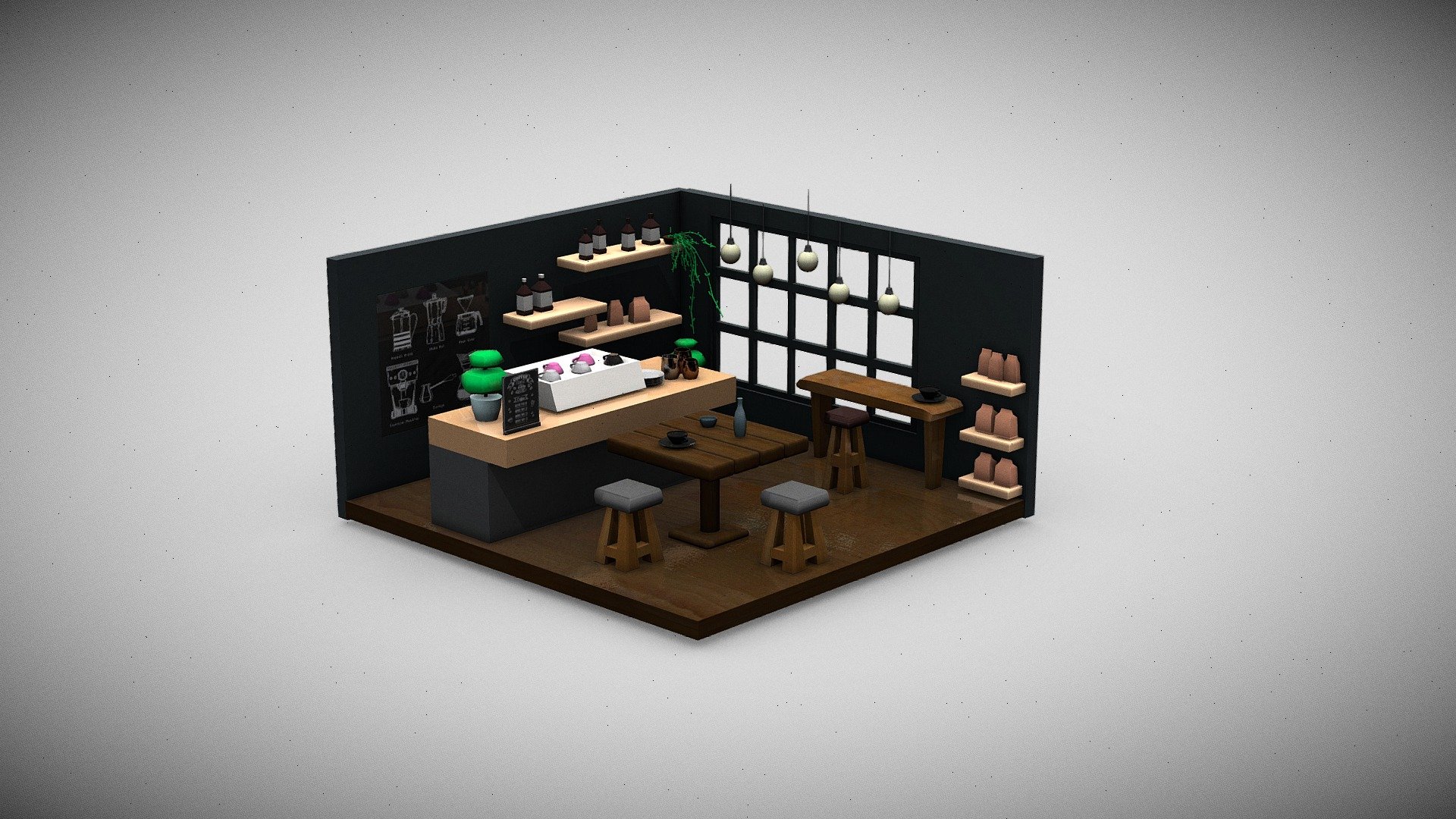 Diorama Cafeteria - 3D model by laurabecalli [d230a15] - Sketchfab