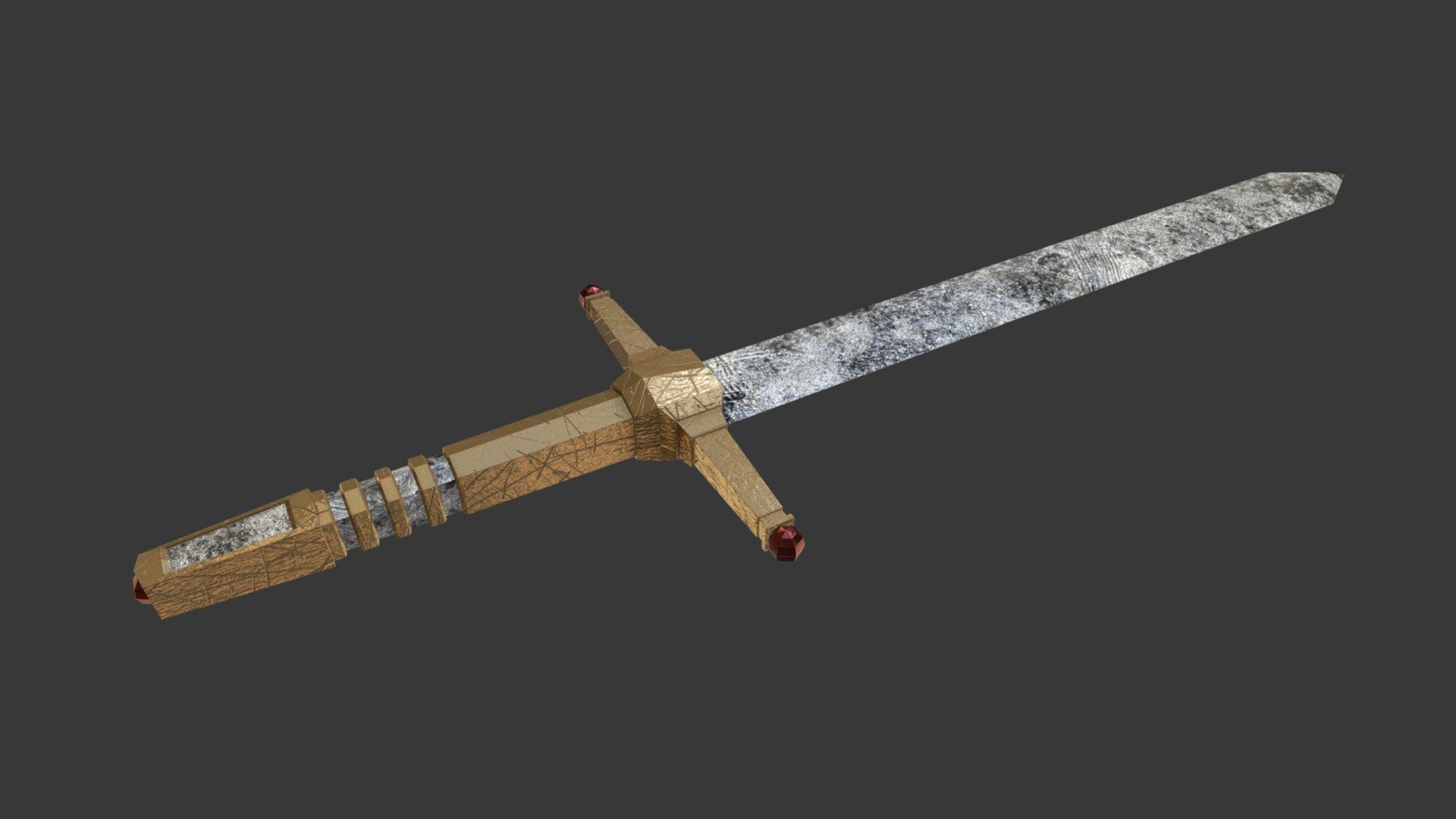 Iron Sword with Gold Hilt and Ruby Gemstones - 3D model by Ashton Adie ...