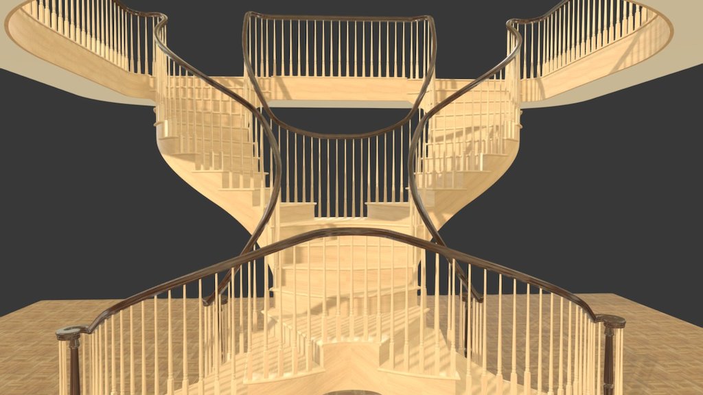 Split Stair: example continuous handrail - 3D model by 3D Software for ...