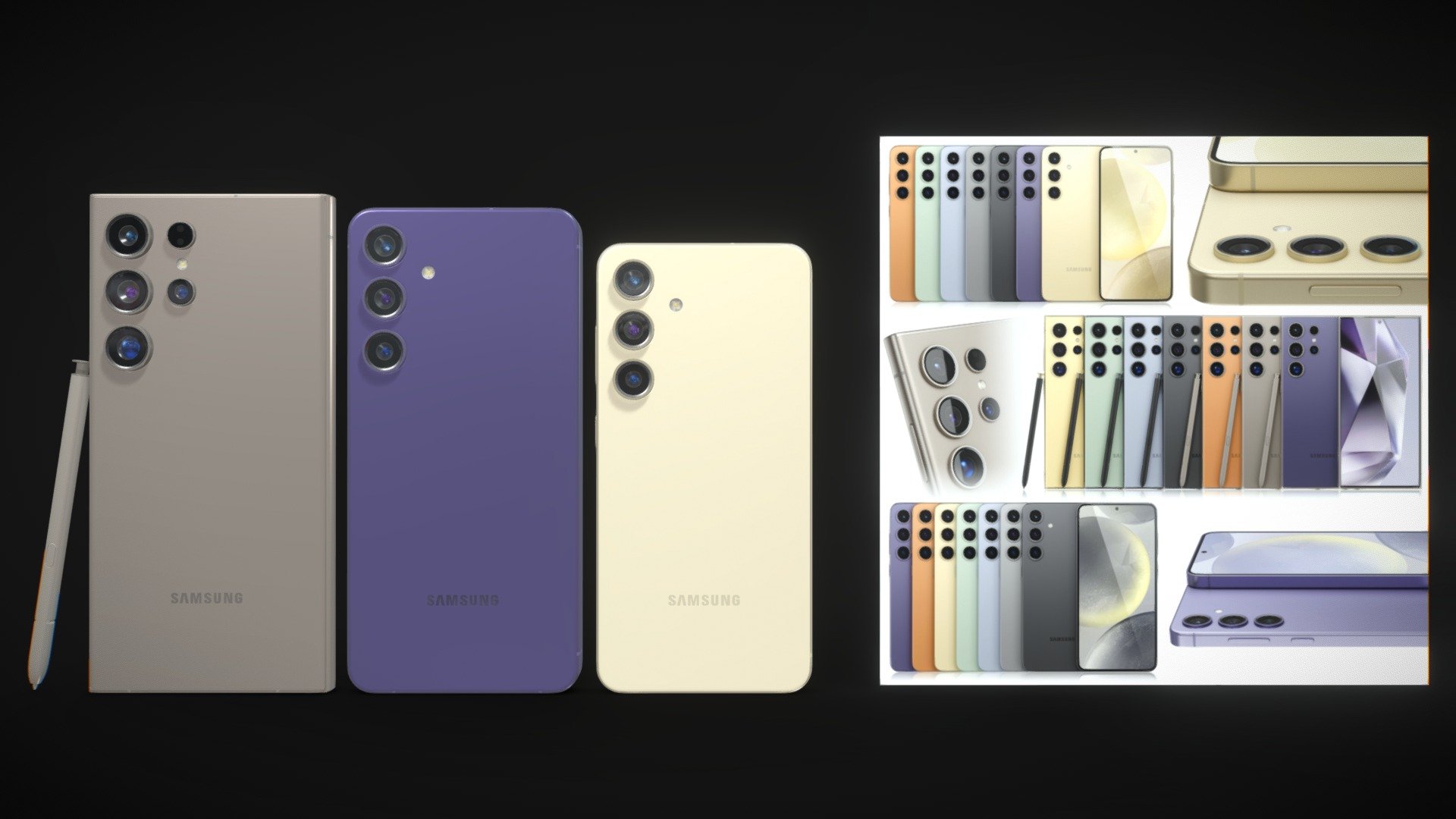 Samsung Galaxy S24 Collection All colors - Buy Royalty Free 3D model by madMIX [d250b02 ...