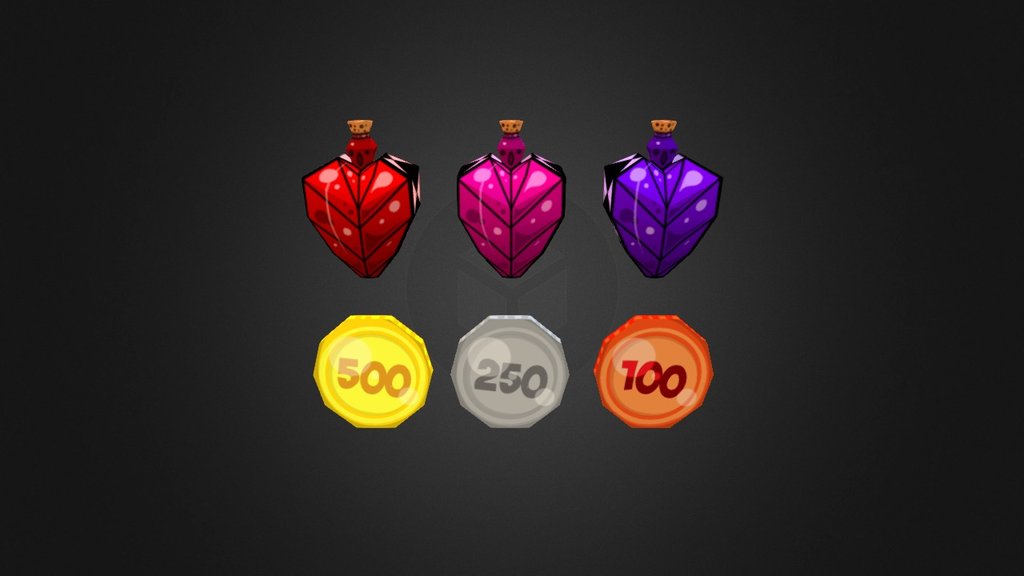 Potions and Coins - 3D model by Juoula [d26e385] - Sketchfab