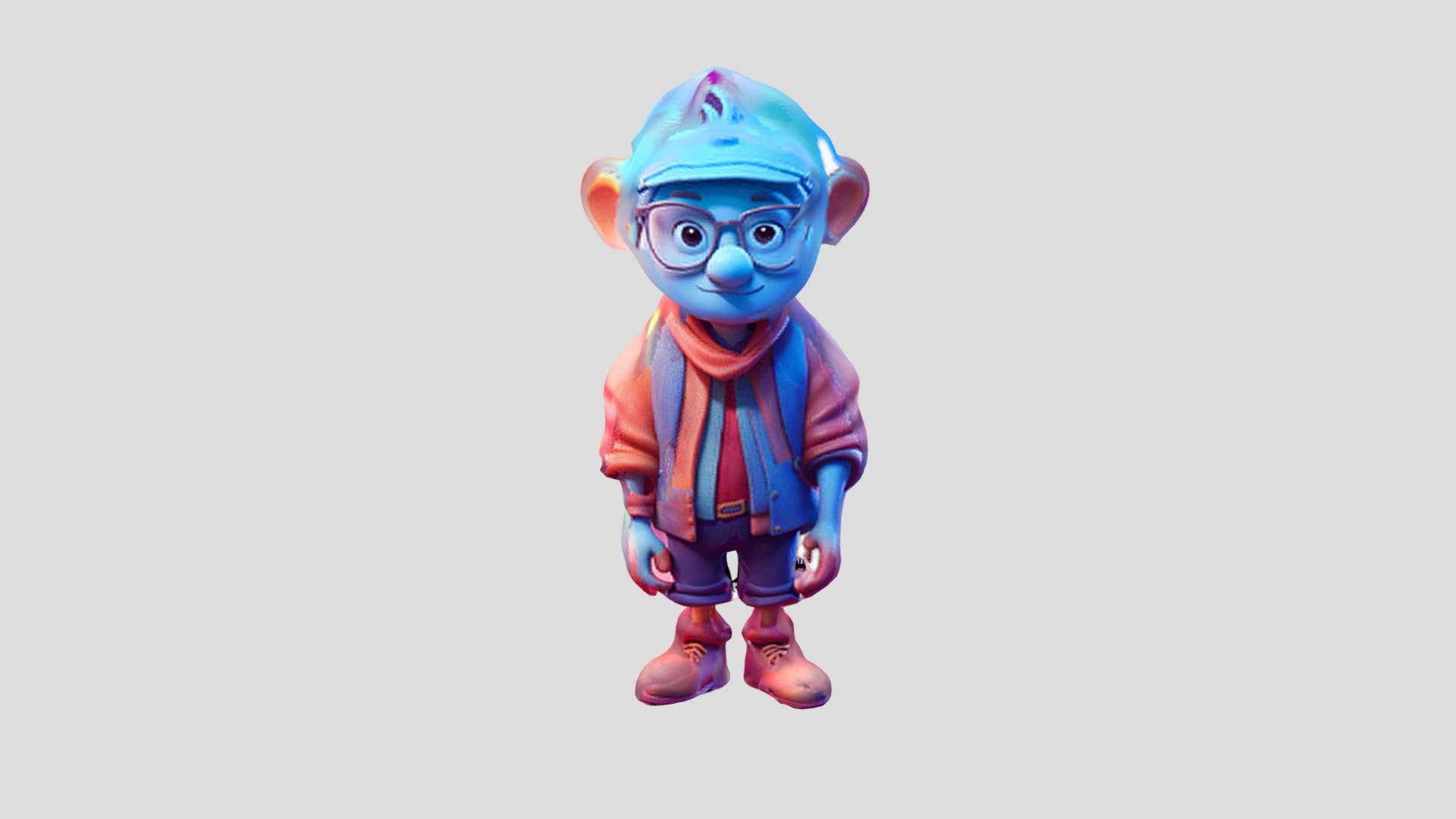 Blue cartoon character with glasses A blue ca - Download Free 3D model ...