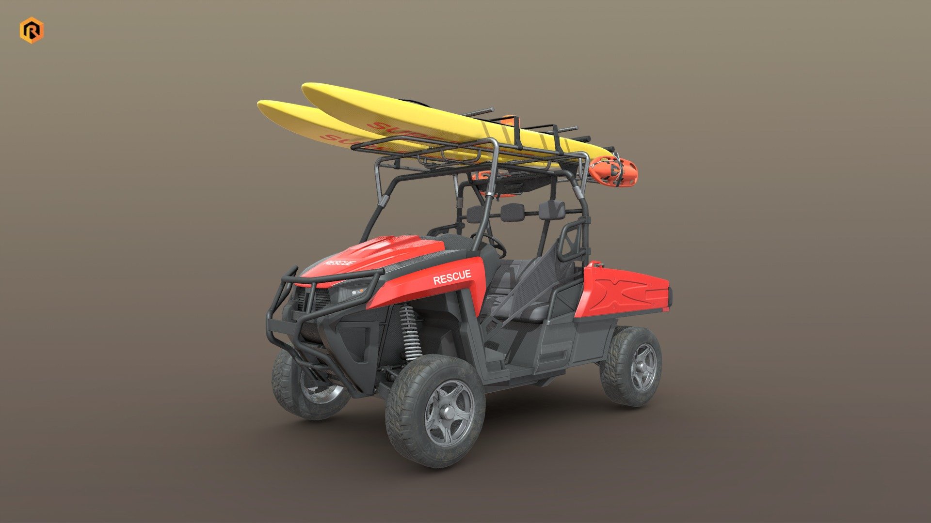 Lifeguard Vehicle WIth Buoys And Boards - Buy Royalty Free 3D model by ...
