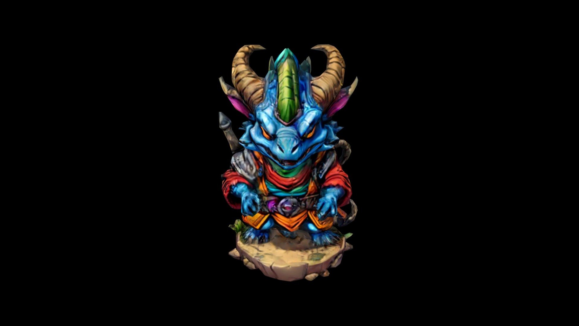 "Fierce Dragon Warrior" cartoon character standi - Download Free 3D ...