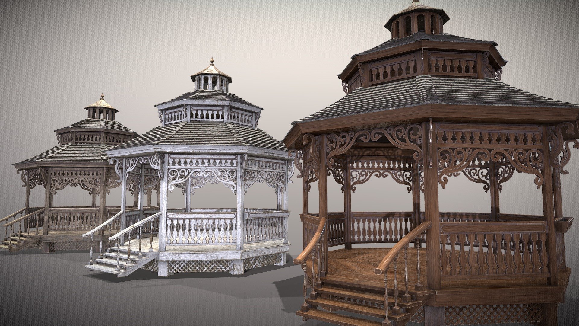 Pack of wooden gazebos - Buy Royalty Free 3D model by JB3D (@taz83 ...