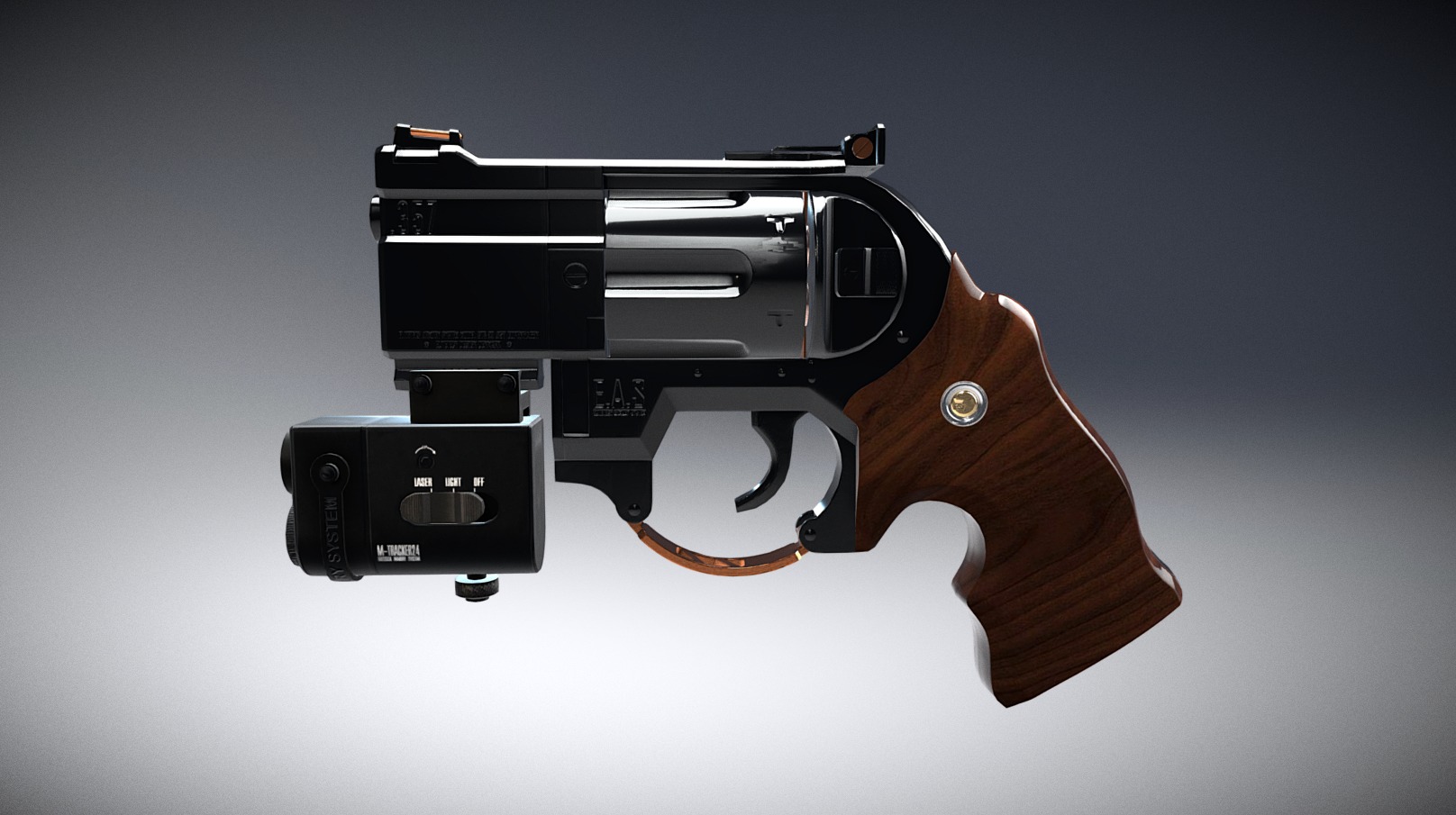 Revolver .357 With Laser Attachment - 3D model by Elitetech [d294ef5 ...