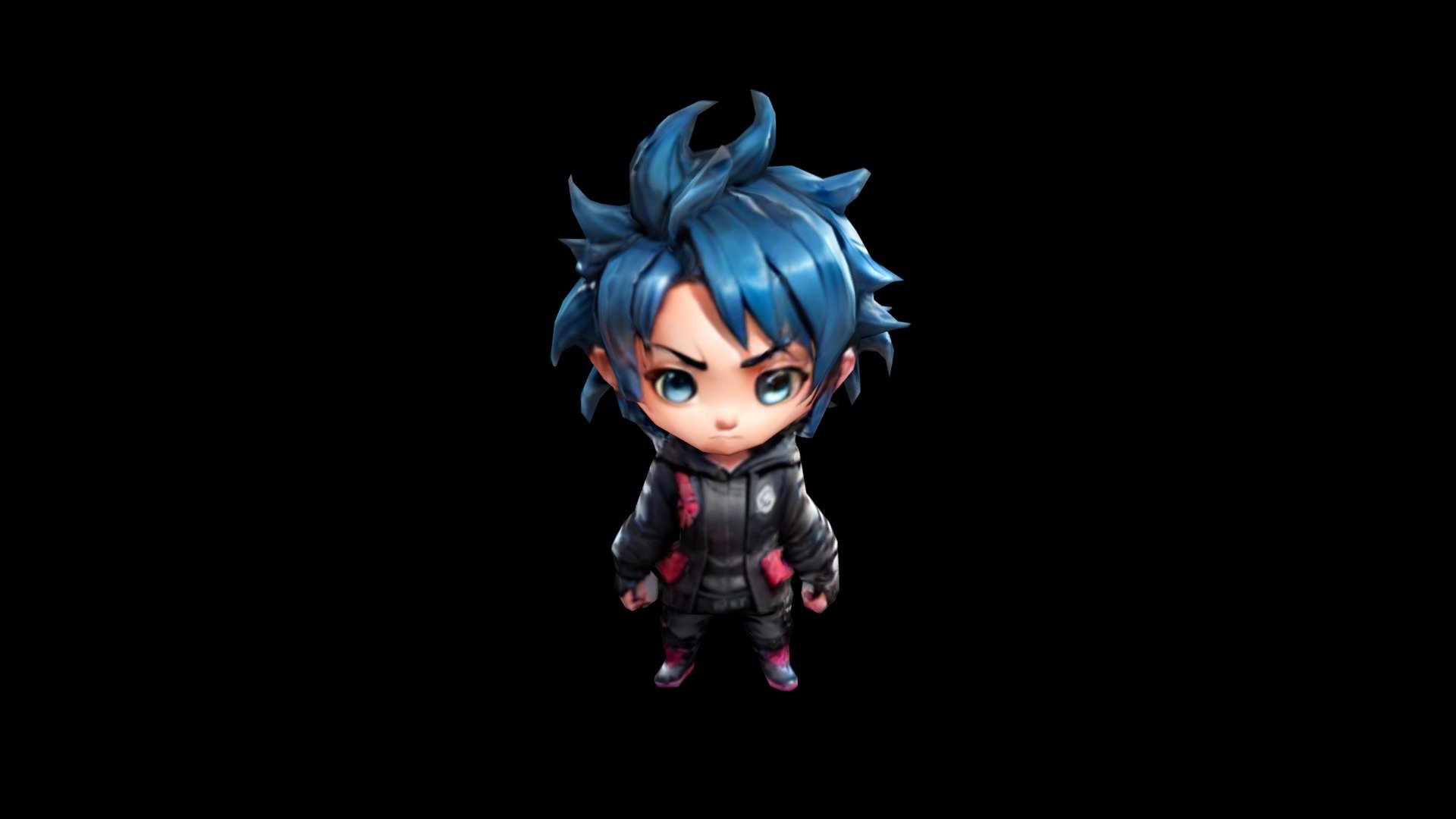 "Colorful avatar with blue hair and a determined - Download Free 3D ...