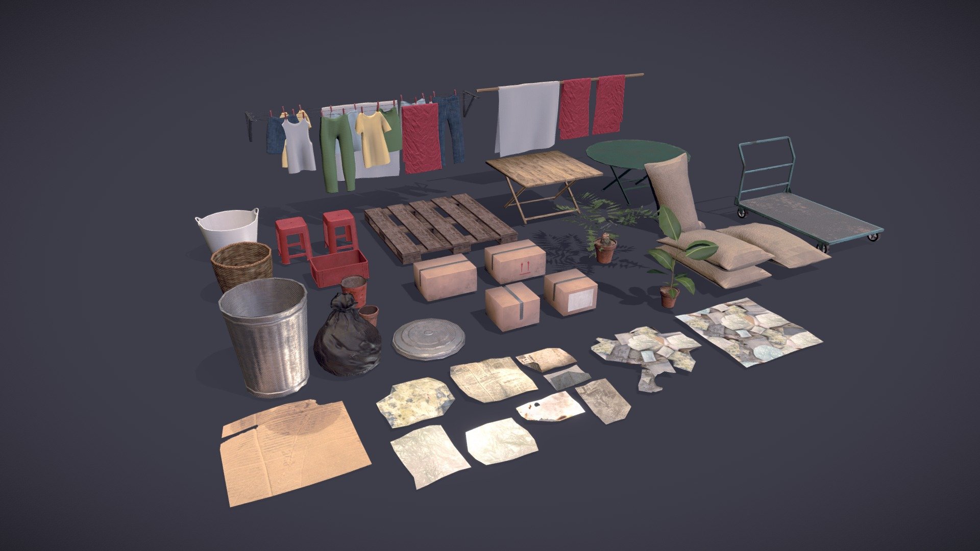 Old Residential Props Set - 3D model by Thaddaeus (@Aloeveraninja ...