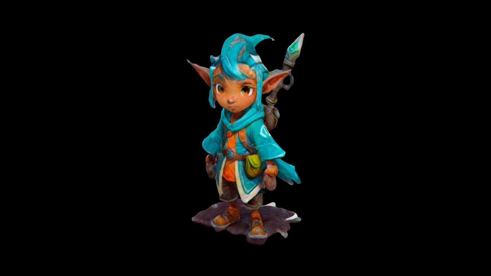 a cartoon illustration of a blue haired elf hold - Download Free 3D ...