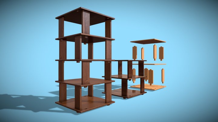 Wooden-shelf 3D models - Sketchfab