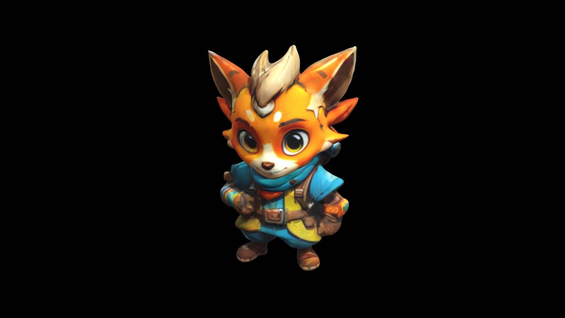 a cartoon drawing of a fox with a backpack - Download Free 3D model by ...
