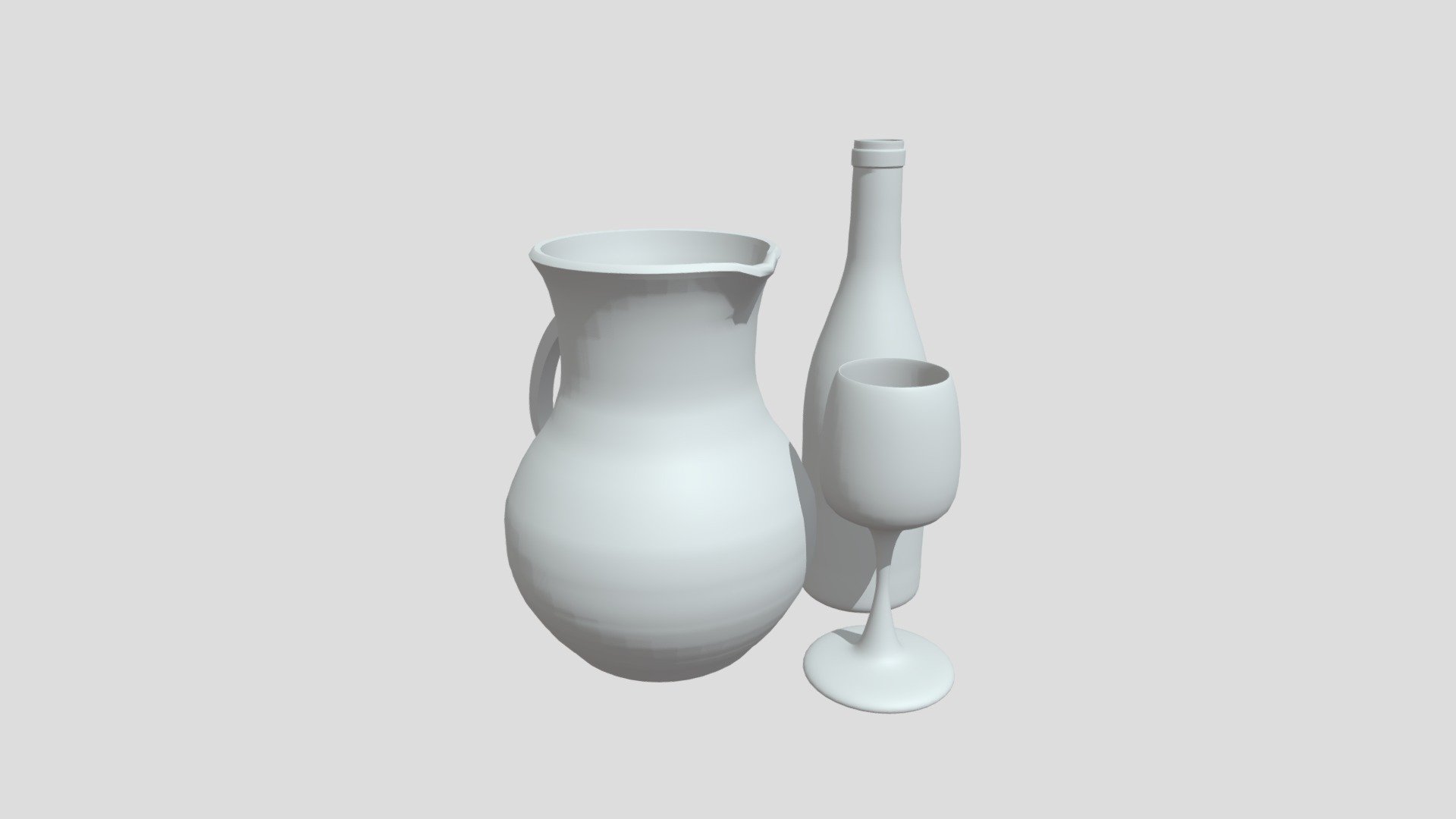 Wine Glass, Bottle and Pitcher - Download Free 3D model by MitchC ...