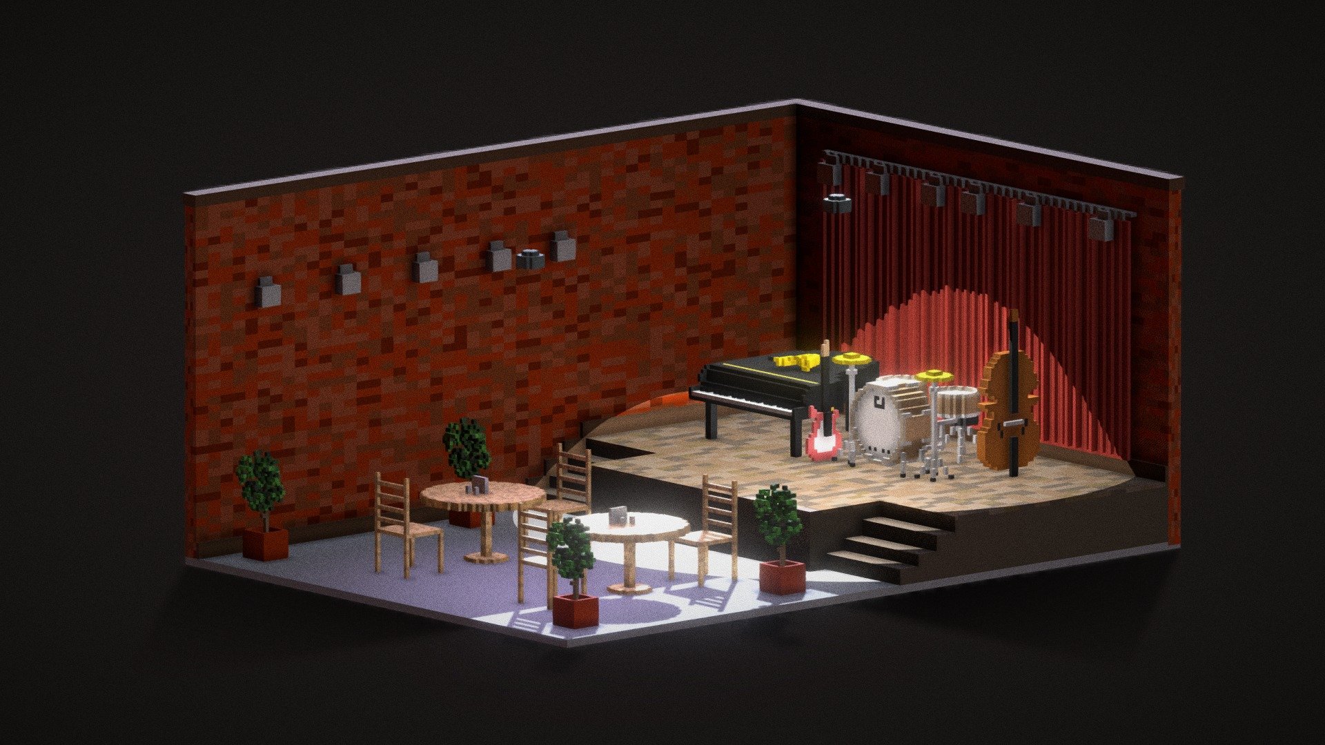 Jazz Club - Voxel - Download Free 3D model by Diego G. (@empty_mirror ...
