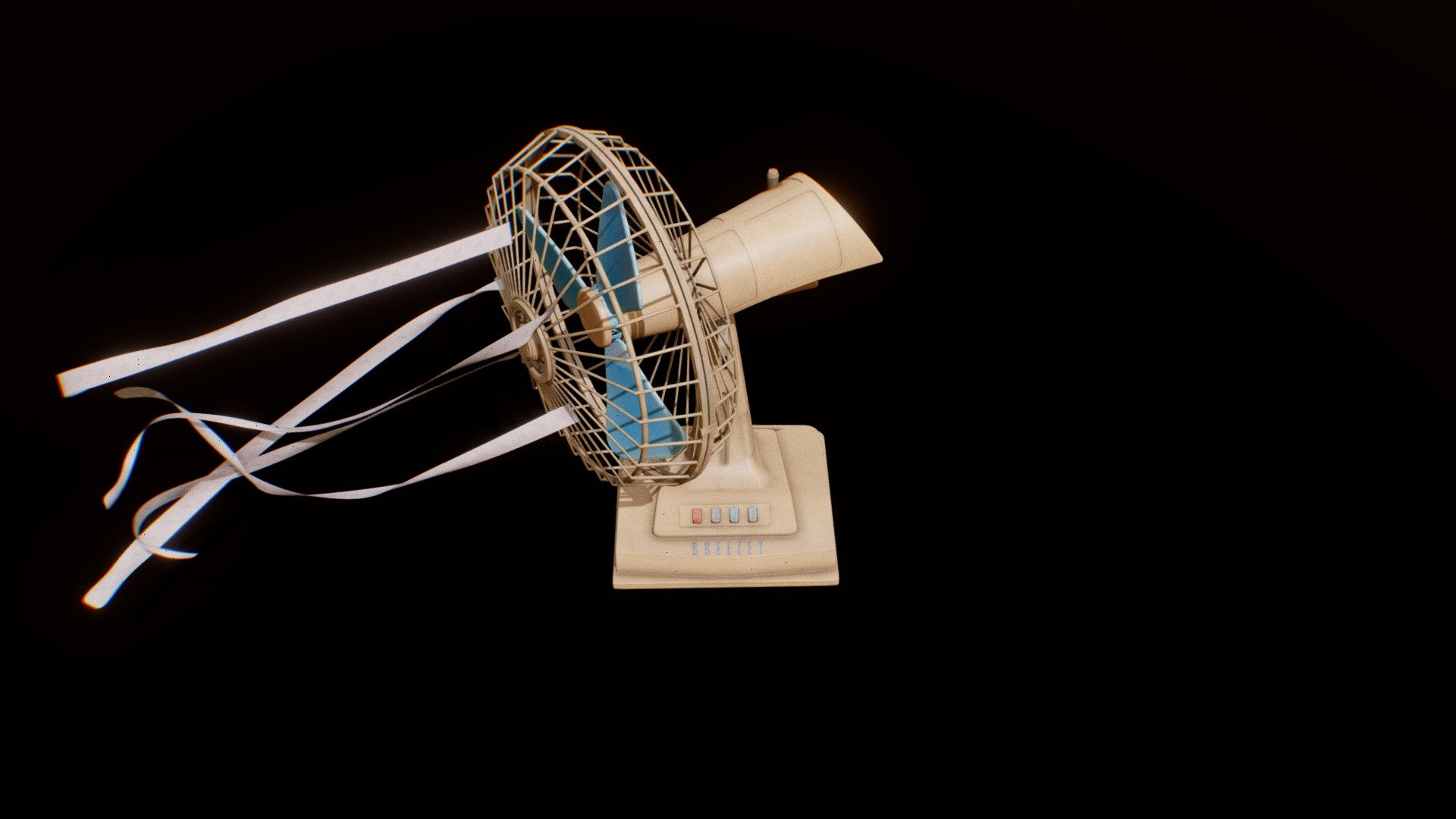Desk Fan With Streamers (Animated, Game Ready ) - 3D model by ...