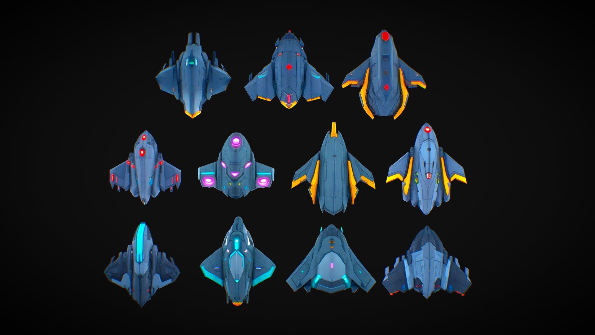 11 SpaceShips Set - Buy Royalty Free 3D model by jasoncroukamp [d334700 ...