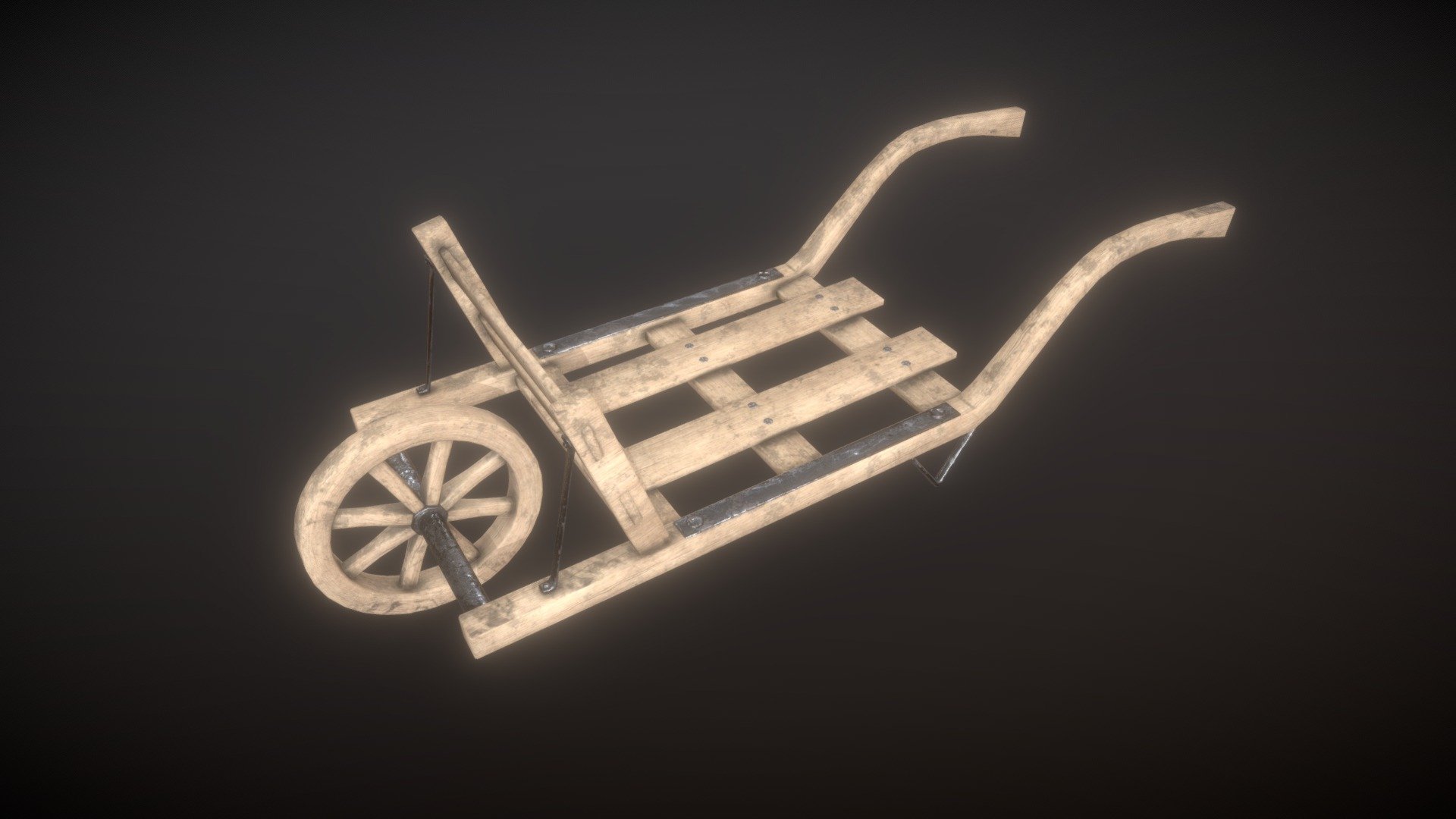 Old Wheel Barrow Low-Poly Game Ready PBR VR AR - Buy Royalty Free 3D ...