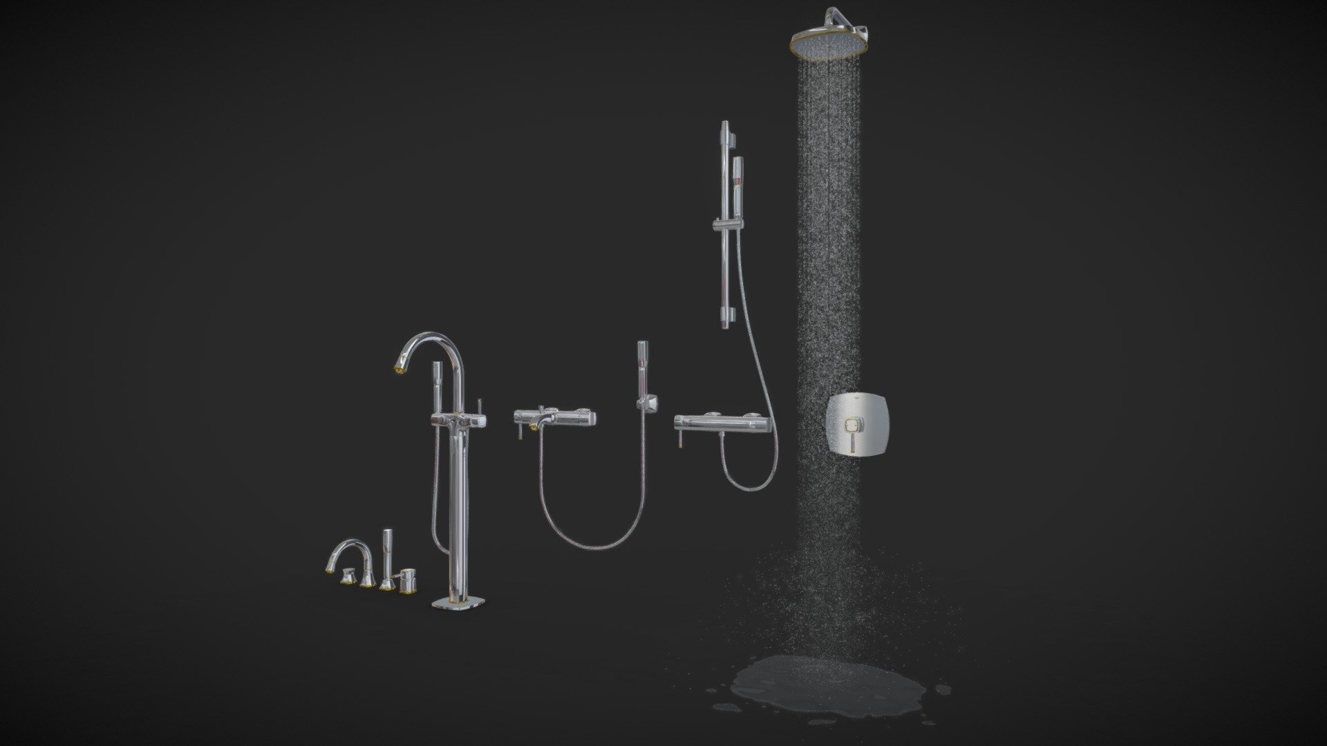 Shower faucets GROHE Grandera Gold set 27 - Buy Royalty Free 3D model ...