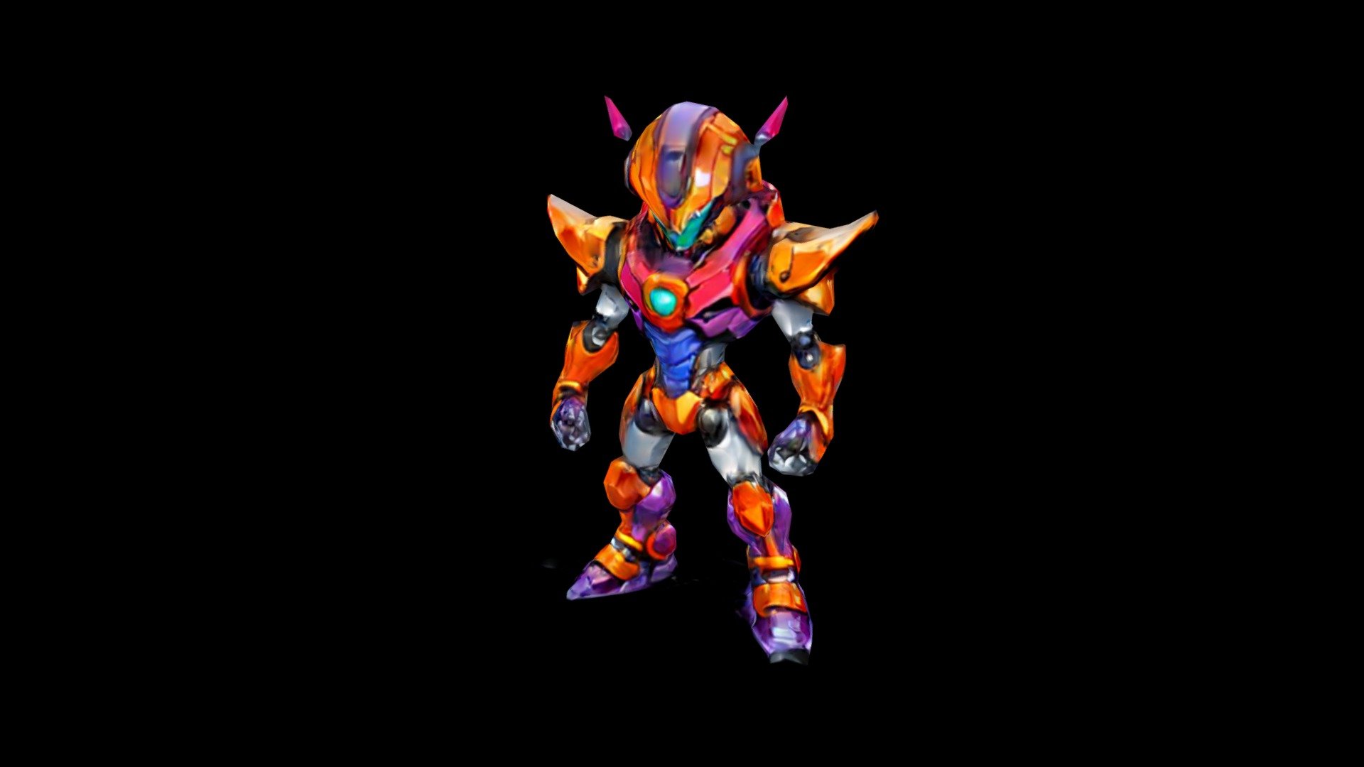 Colorful robot with orange and purple armor. - Download Free 3D model ...