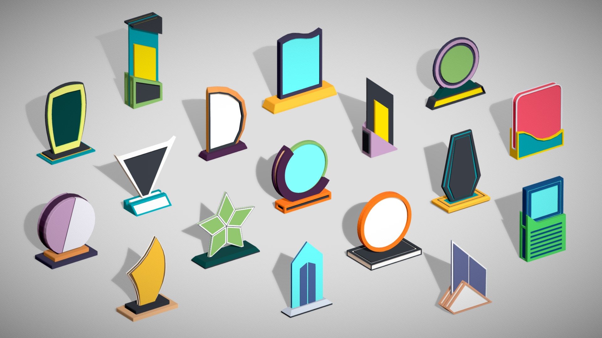 Winner Award Trophy Shield Pack 1 - Low Poly - Download Free 3D model ...