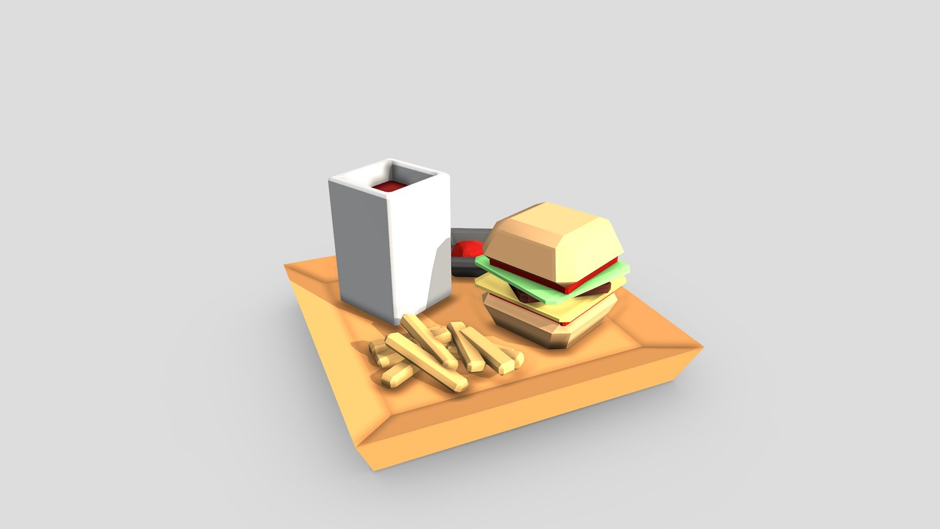 low poly cheeseburger combo - 3D model by GJ (@GJ10) [d3a433e] - Sketchfab