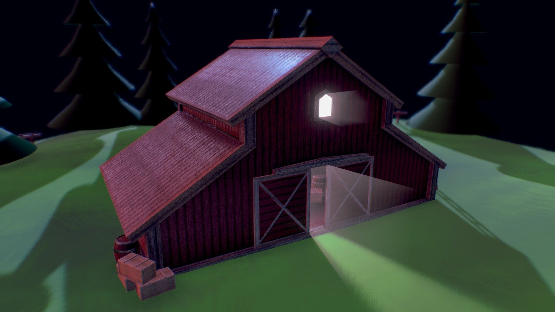 Toon-styled Barn - 3D model by OfficialBytes [d3af8c8] - Sketchfab