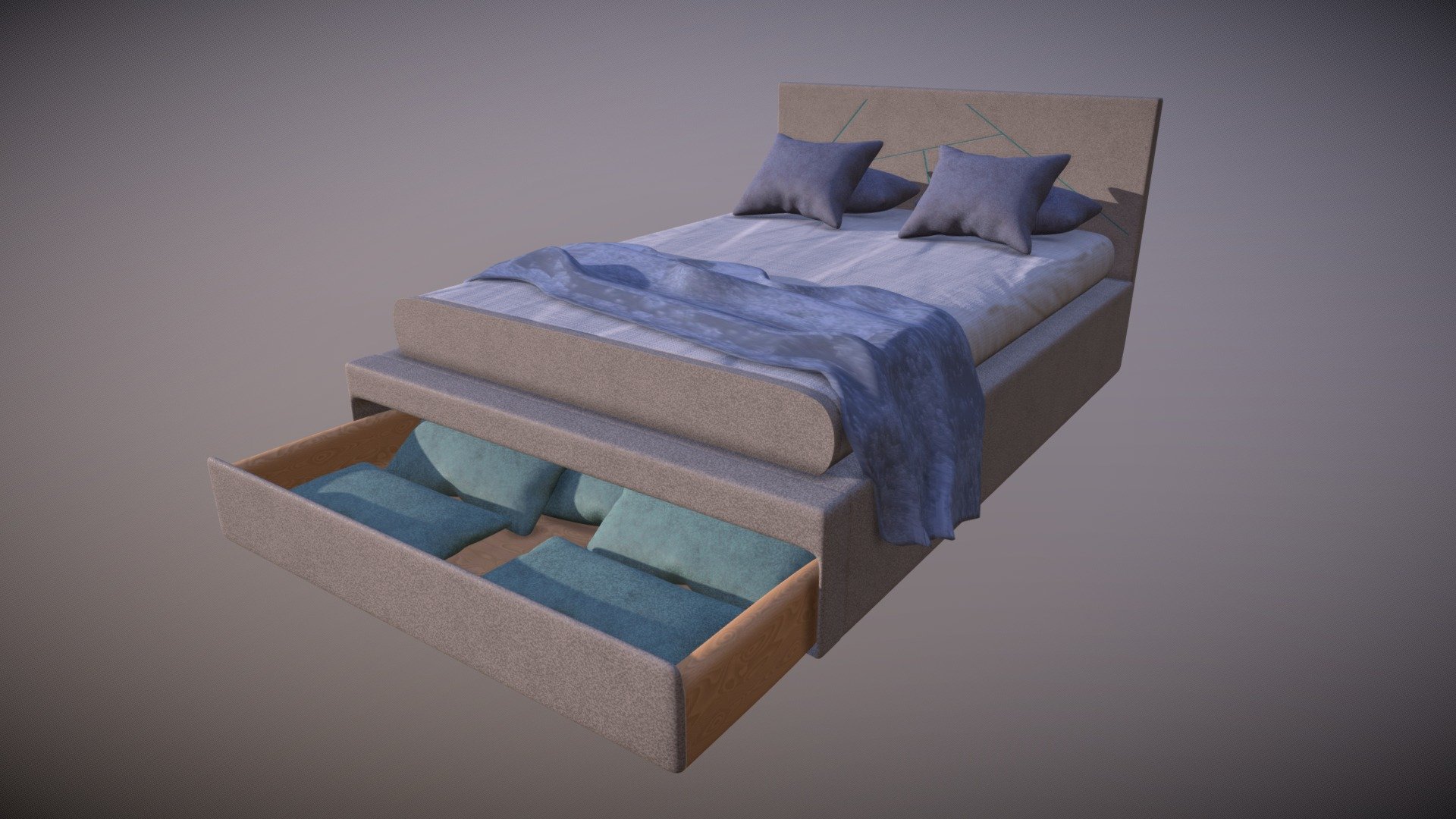 Bed with storage space - Buy Royalty Free 3D model by Thomas Binder ...