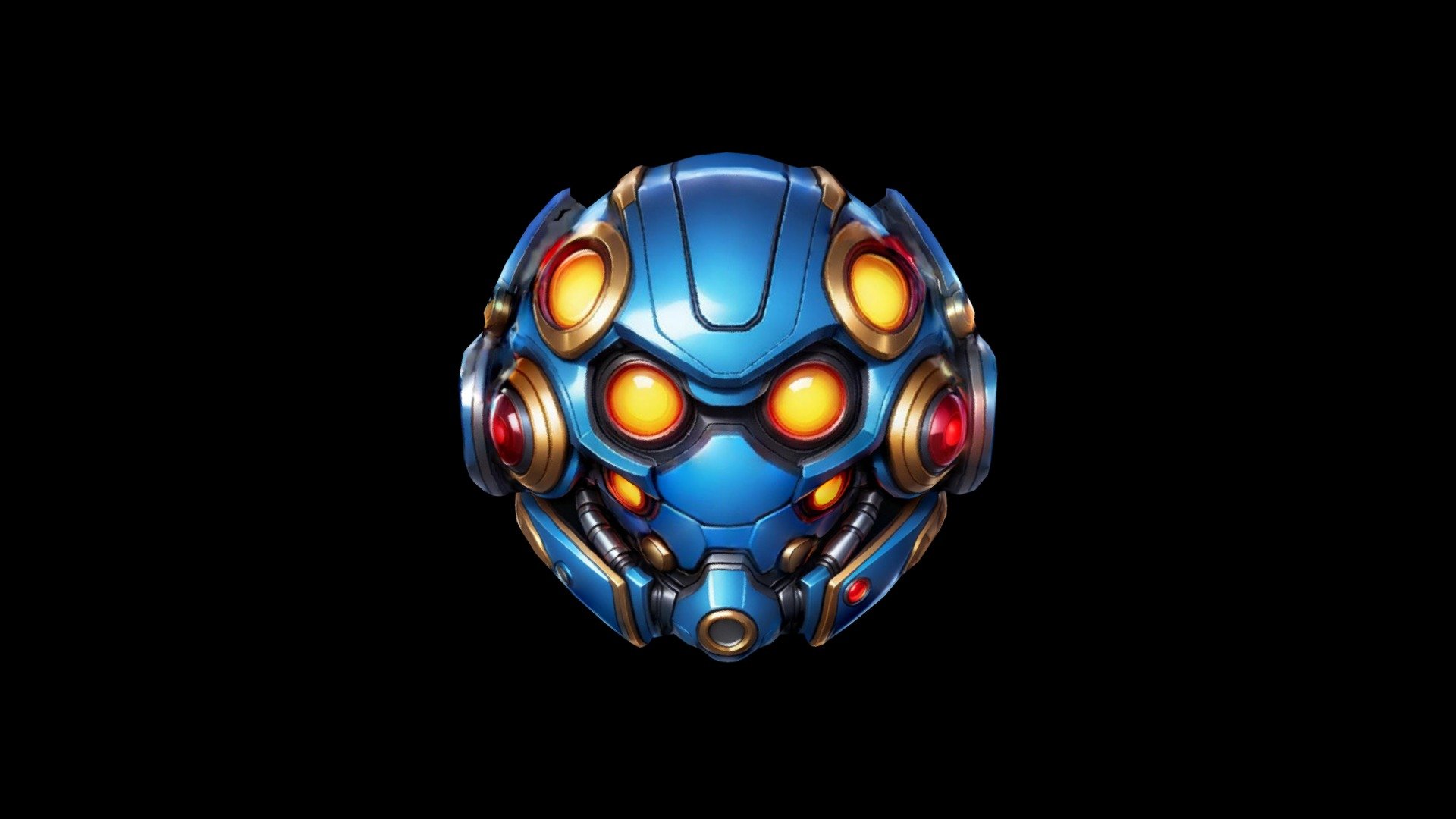 A blue and gold robot sphere with glowing orange - Download Free 3D ...