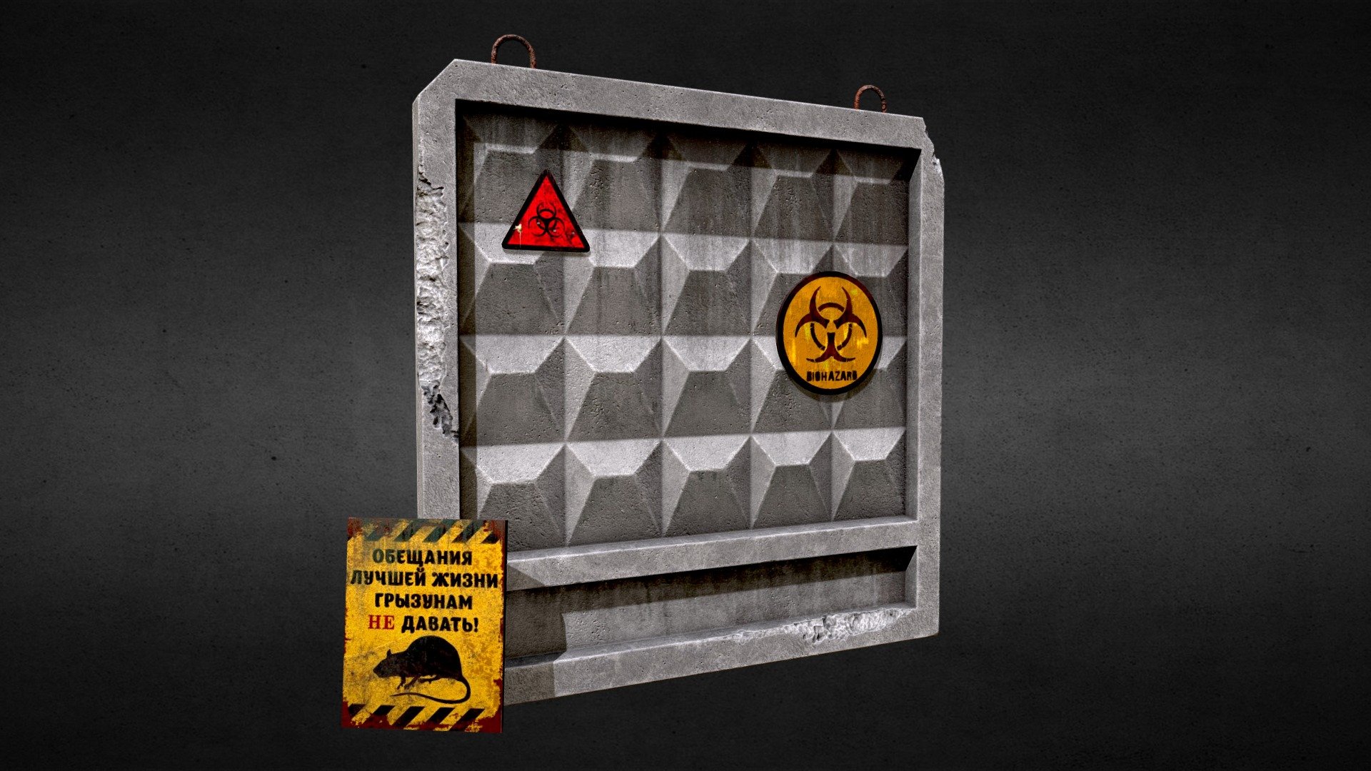 Concrete fence at the border of the danger zone - Download Free 3D ...