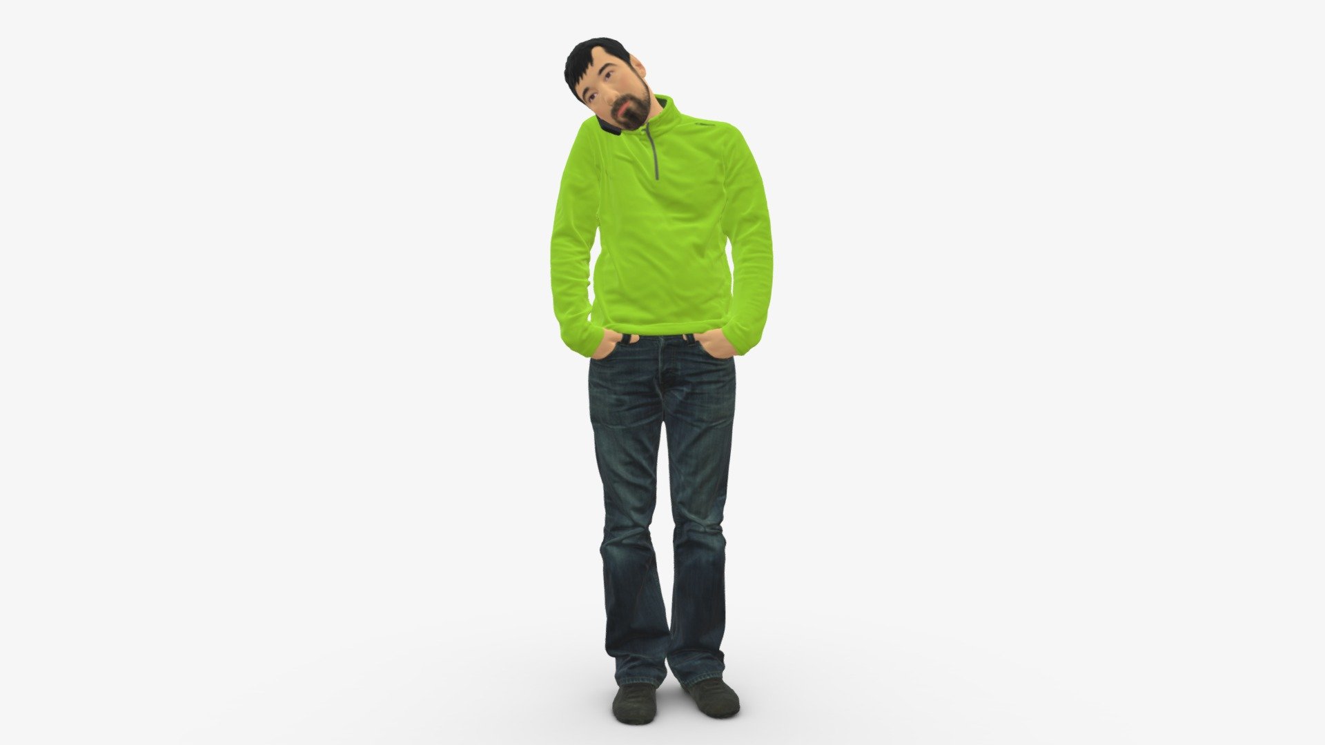 Busy man with a phone in green jacket 0255 - Buy Royalty Free 3D model ...