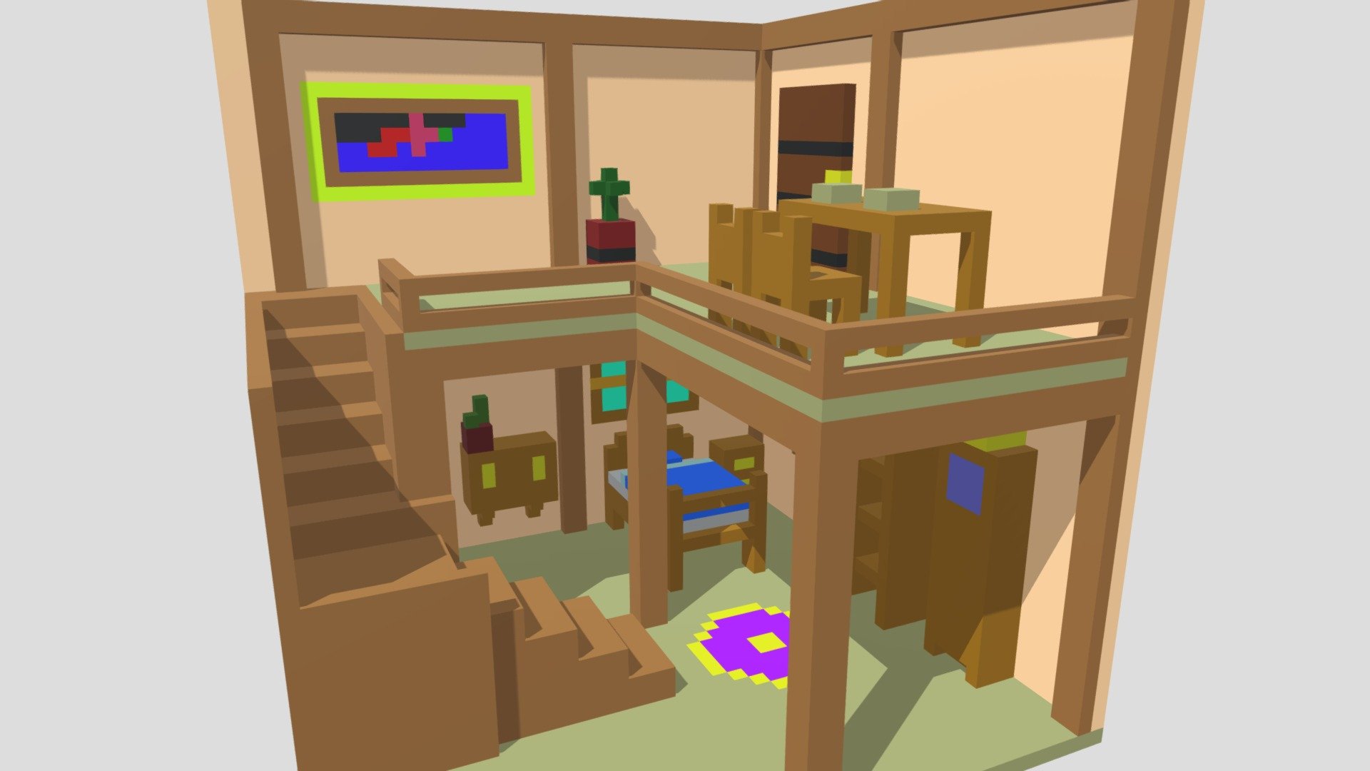 2 story room - Download Free 3D model by Lonit [d3f92d1] - Sketchfab