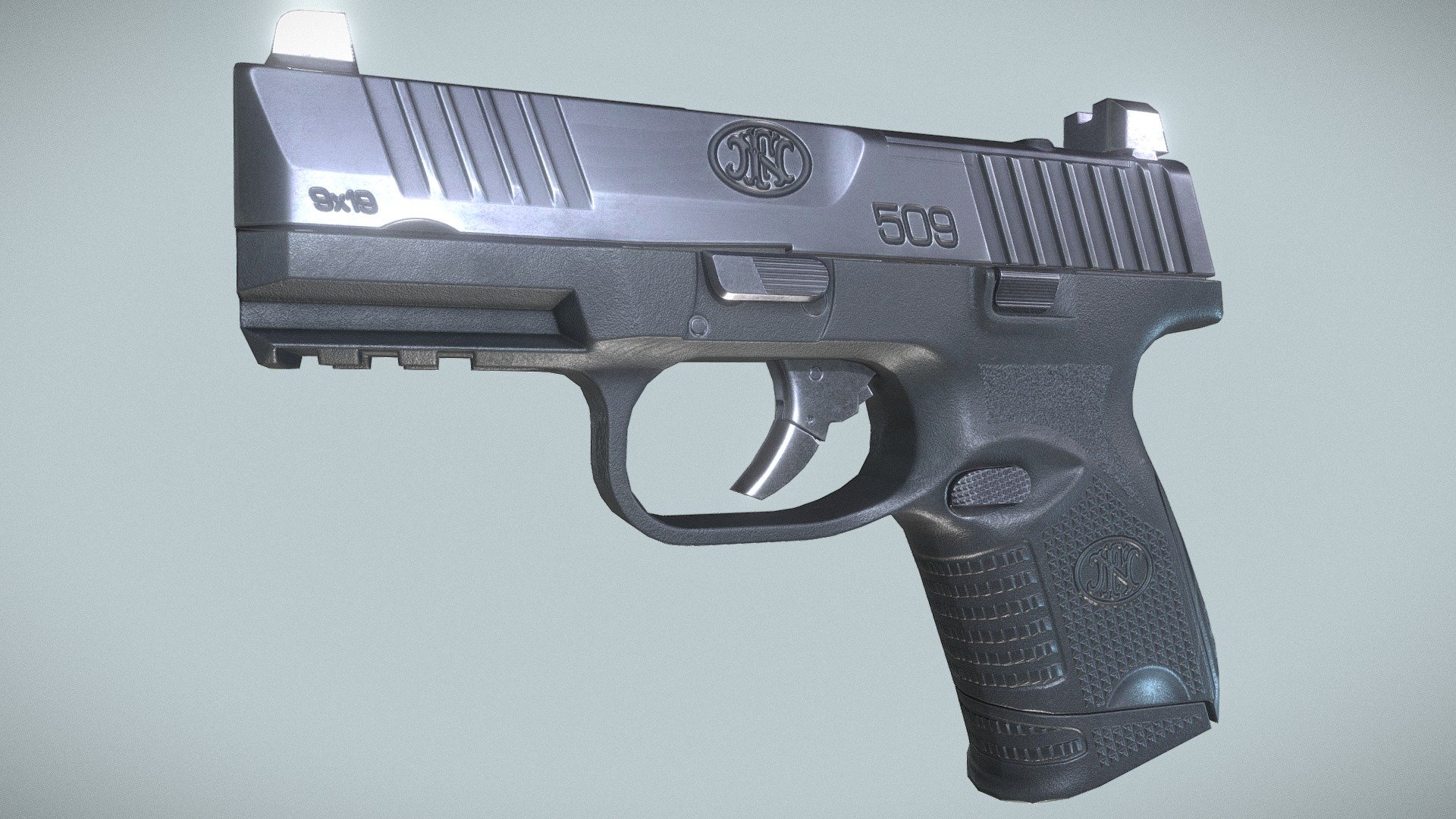 FN 509 Compact MRD BLK Low-poly 3D model - 3D model by ryosenka ...