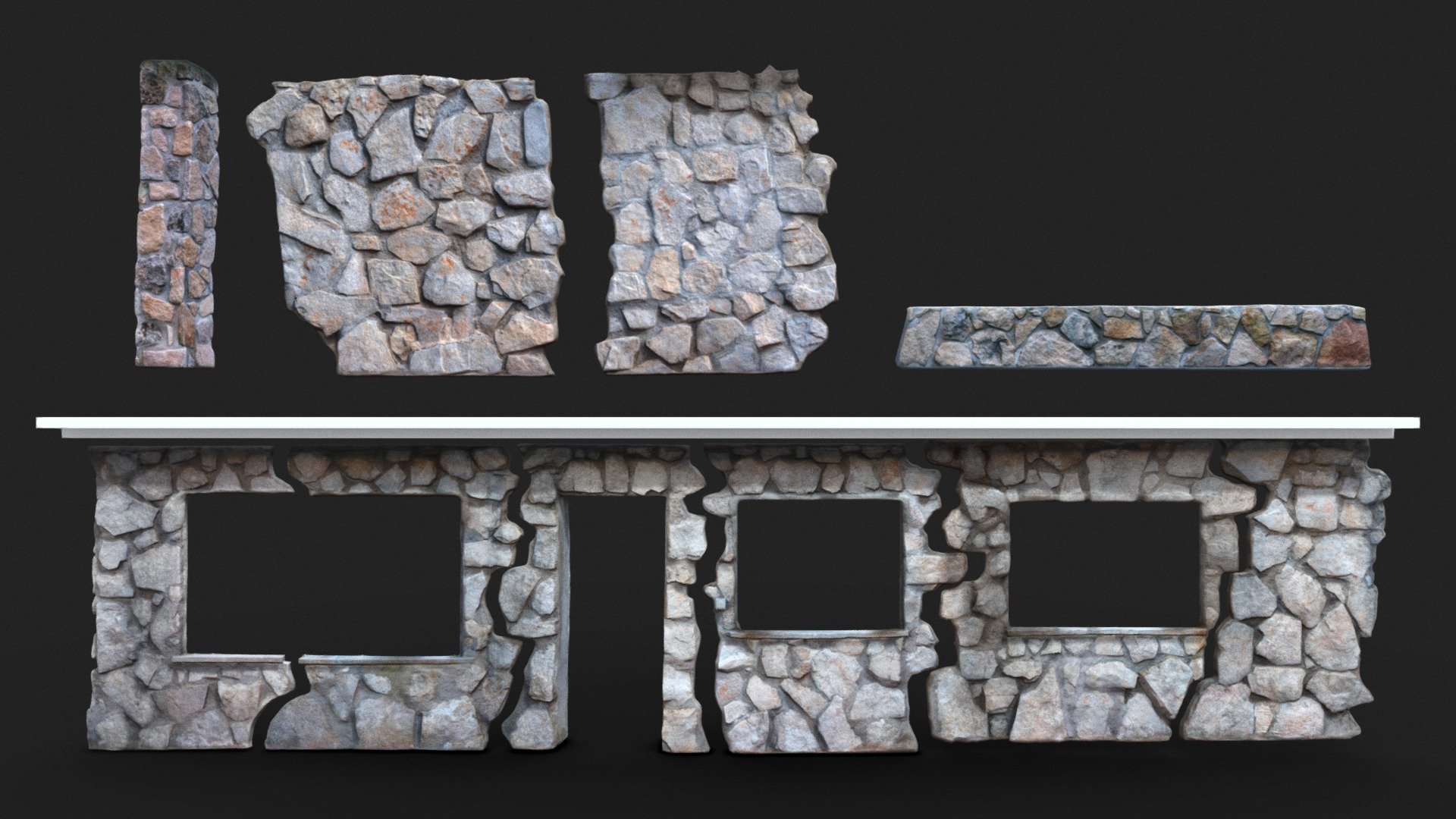 Rock wall modules of an old house - scan - Buy Royalty Free 3D model by ...