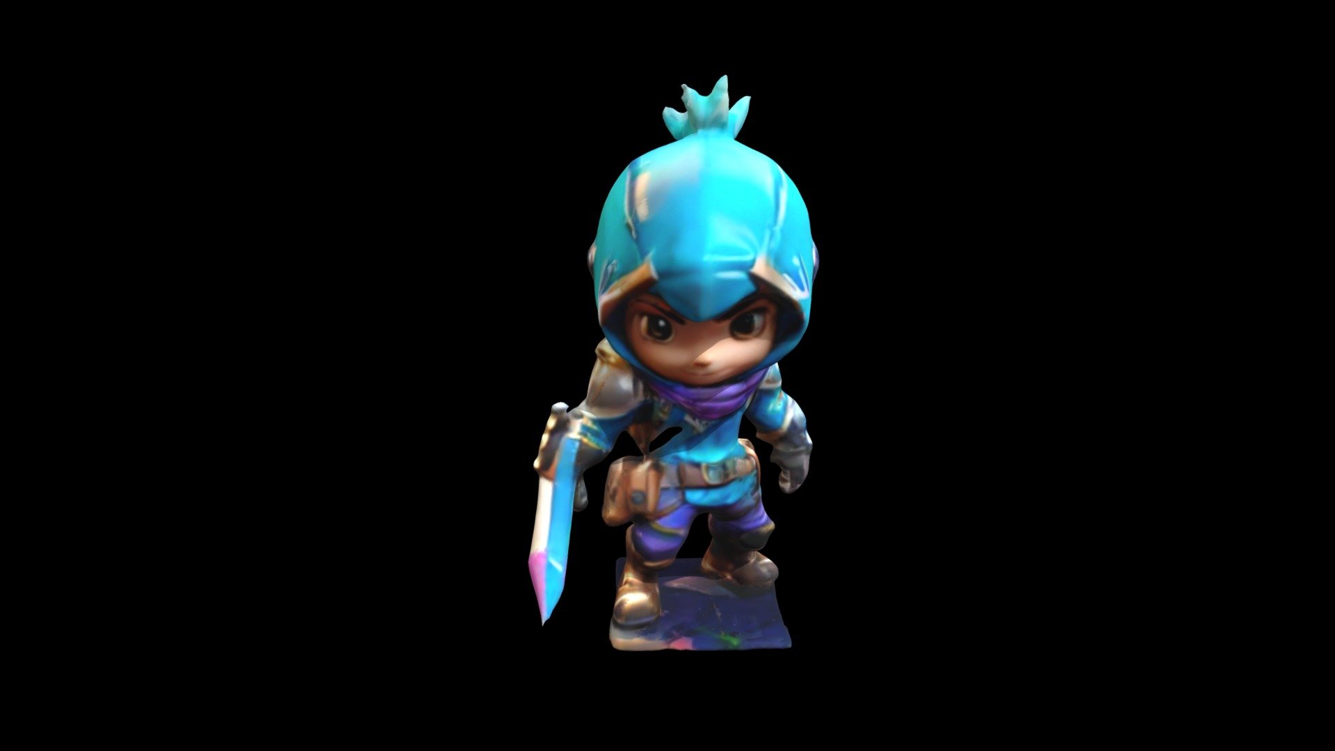 Anime character with vivid blue armor and sword - Download Free 3D ...