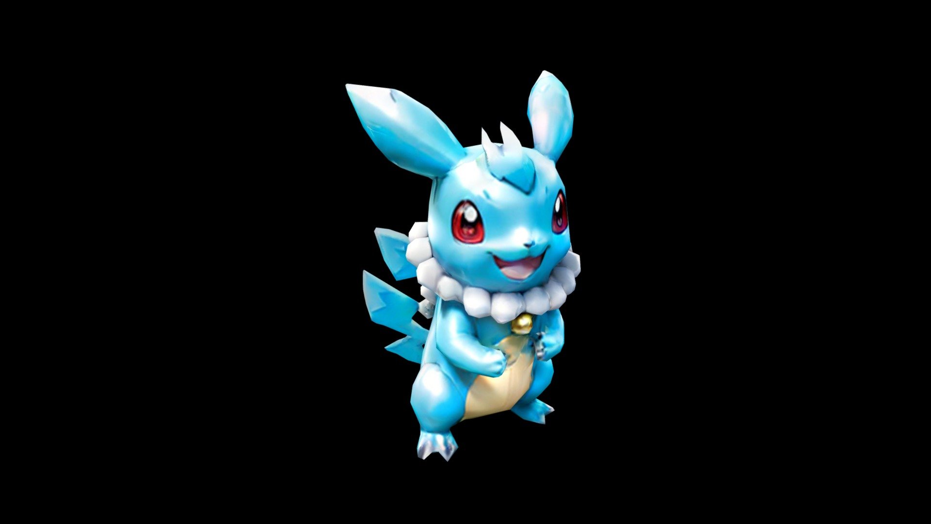 Electric Blue Cartoon Creature in Azure Grass - - Download Free 3D ...