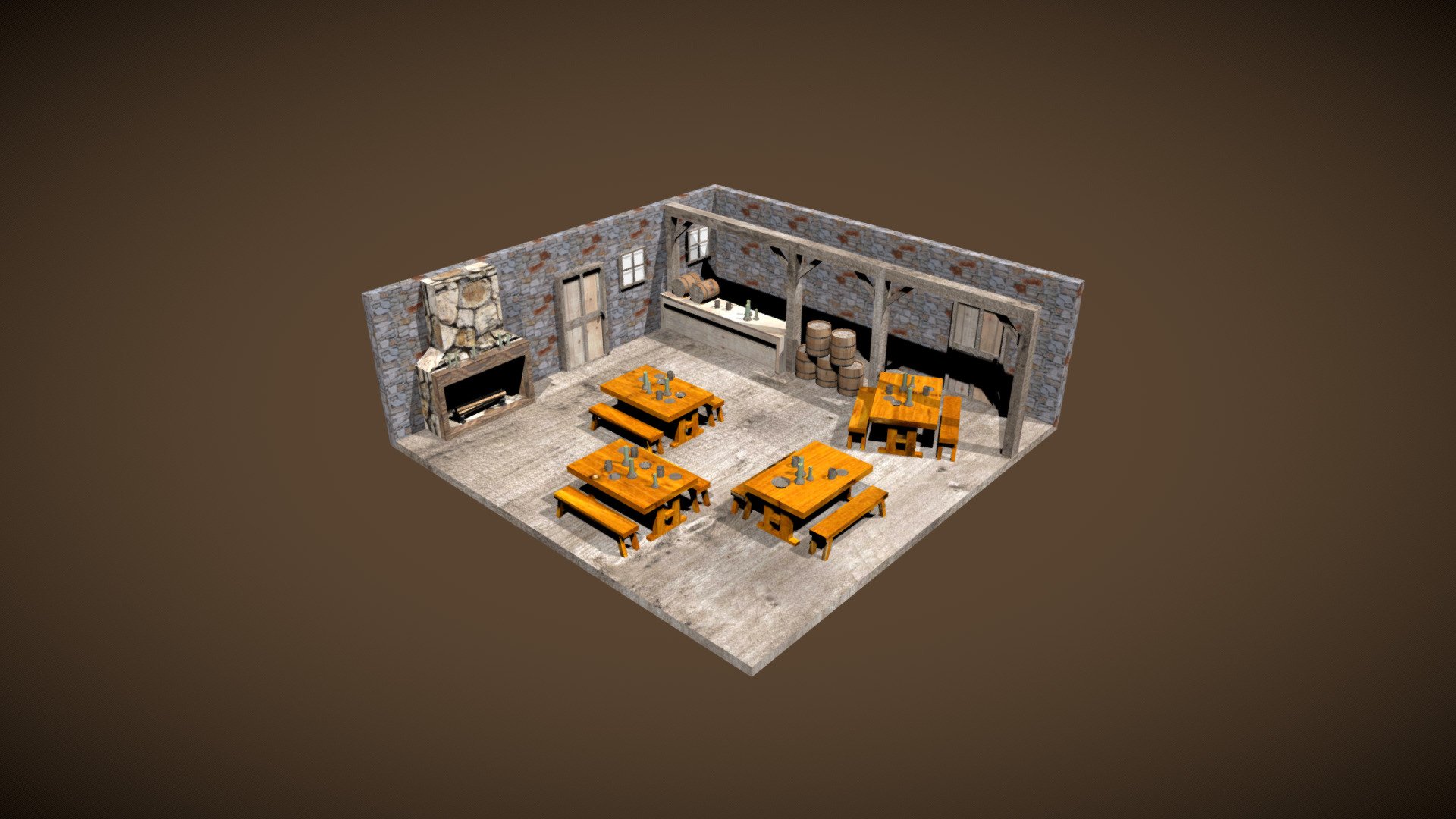 Old World Tavern Interior (Textured) - Download Free 3D model by Jen S ...